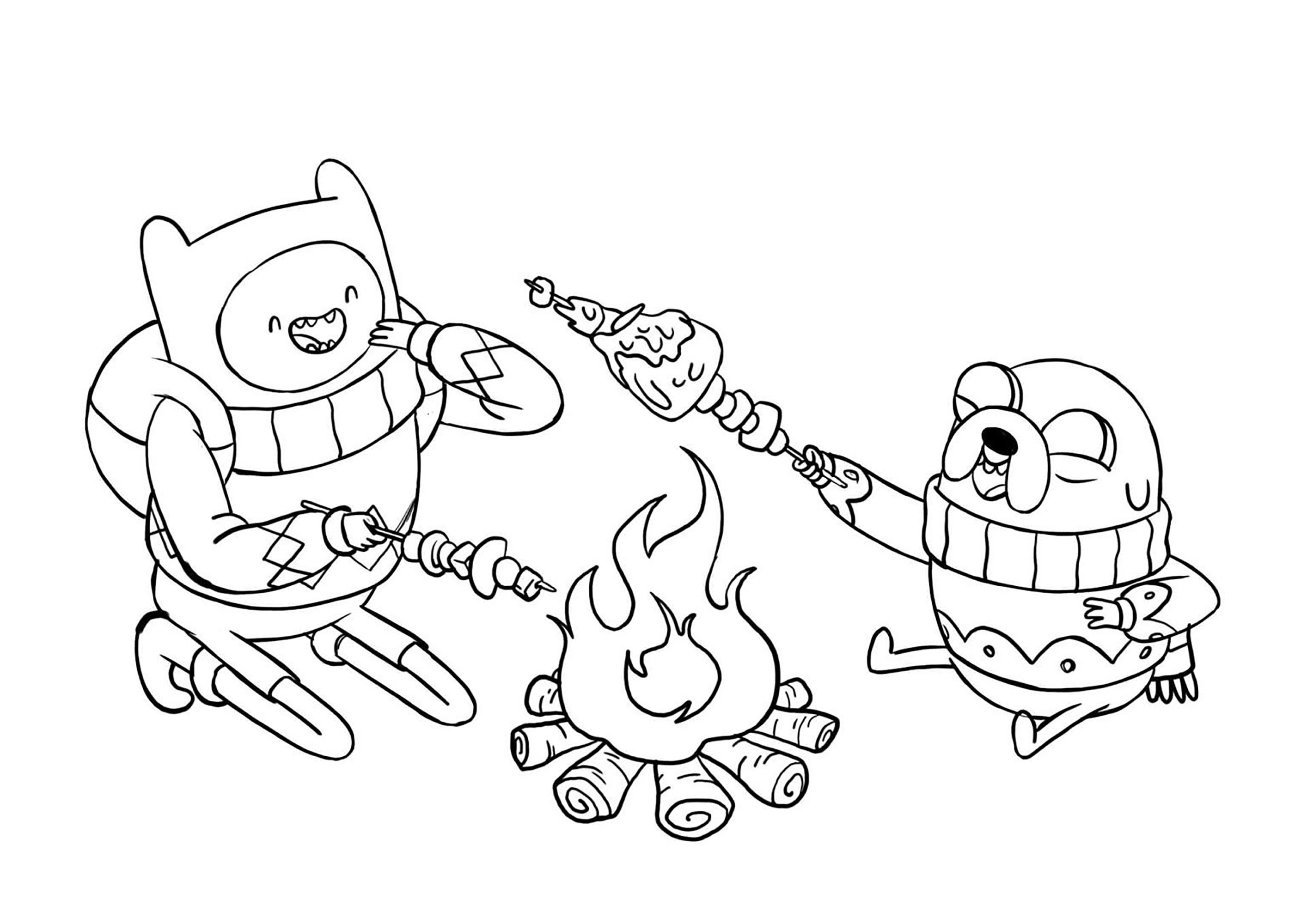 Barbecue di marshmallow - Disegni de Adventure Time facili da colorare ...