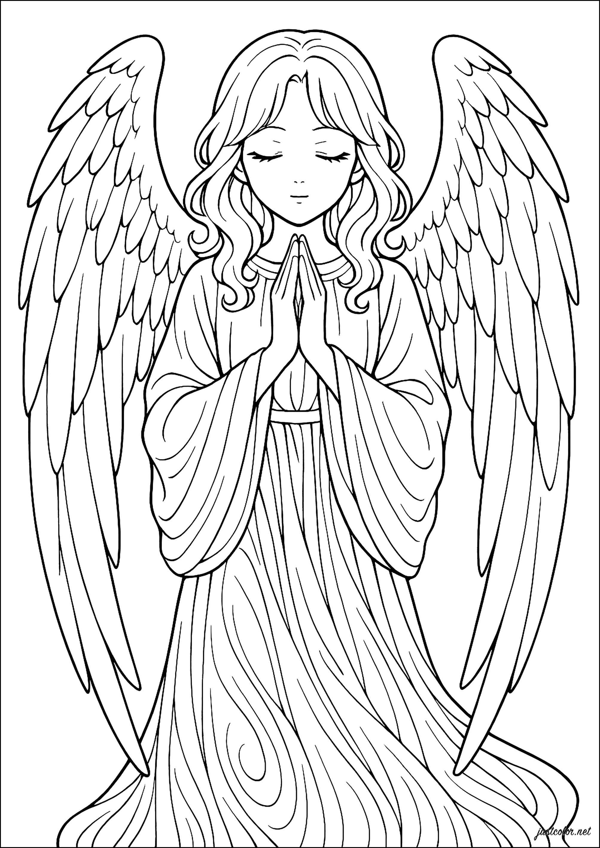 Disegni da colorare per bambini di angelo - Pagine Angelo da Colorare