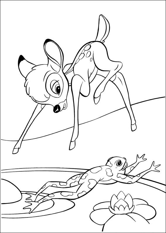 Disegno di Bambi da colorare per bambini. - Pagine Bambi da Colorare