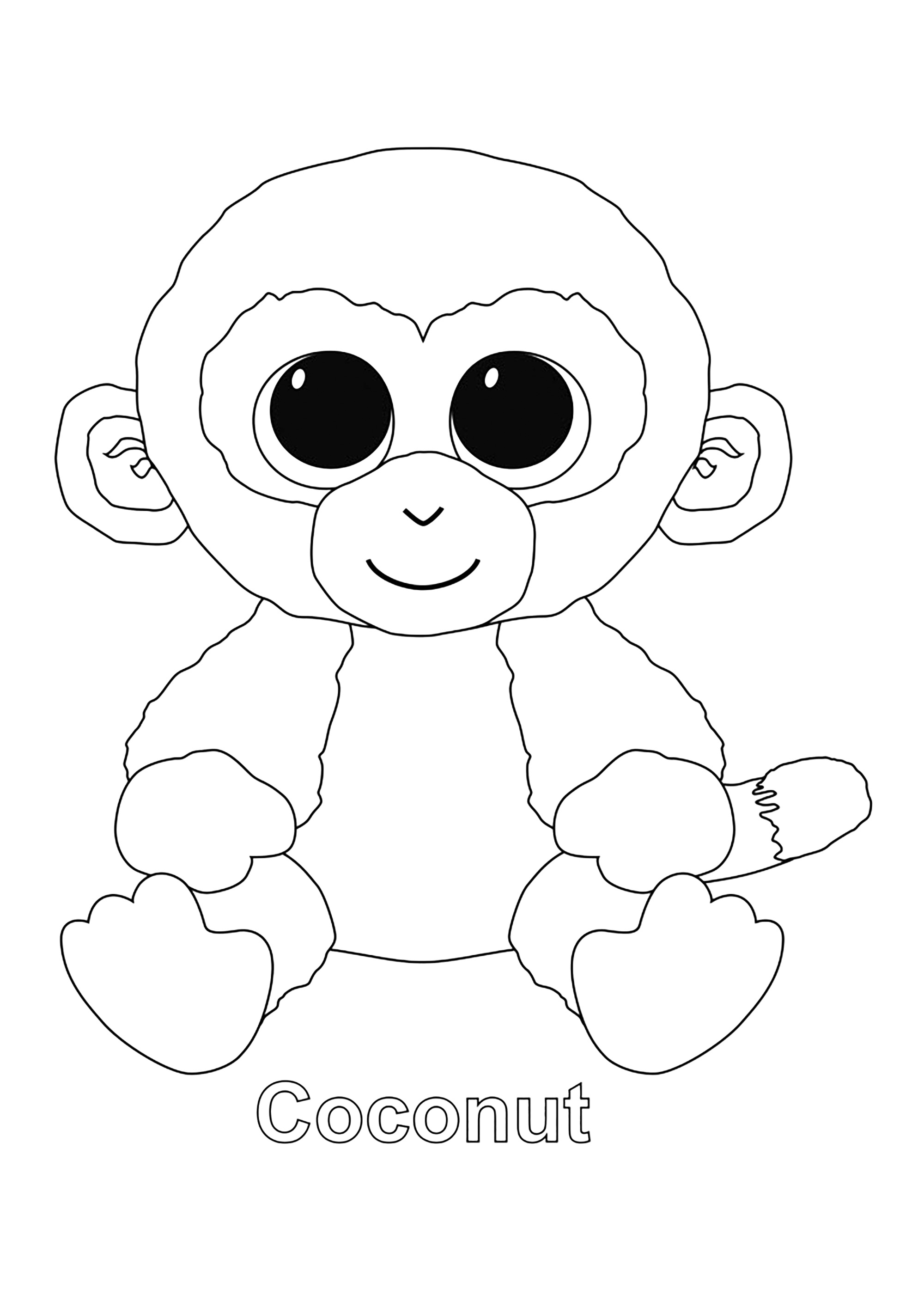 Colorazione molto semplice: Cocco (Scimmia) - Pagine Beanie Boo da Colorare