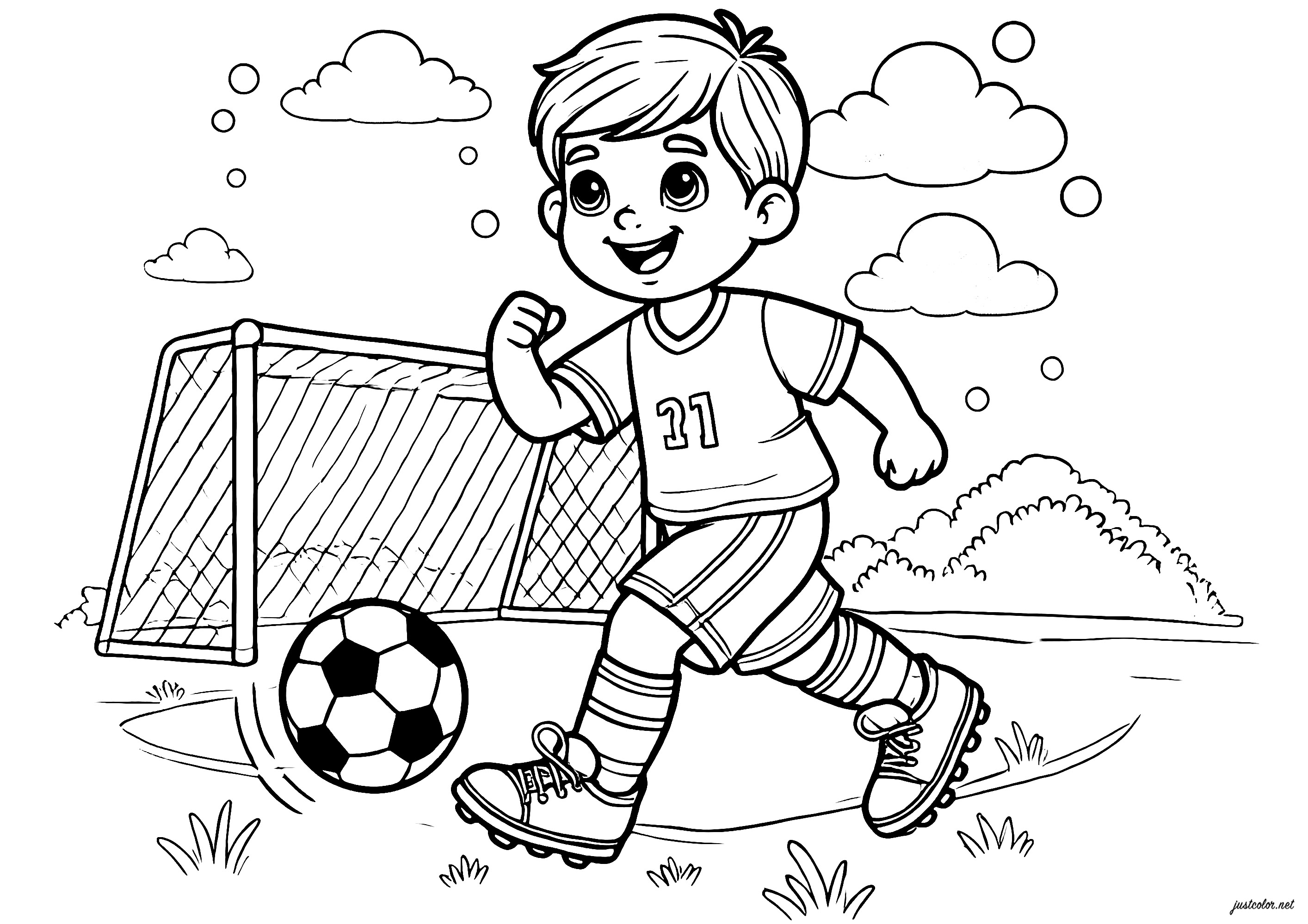 Giovane calciatore - Pagine Calcio da Colorare