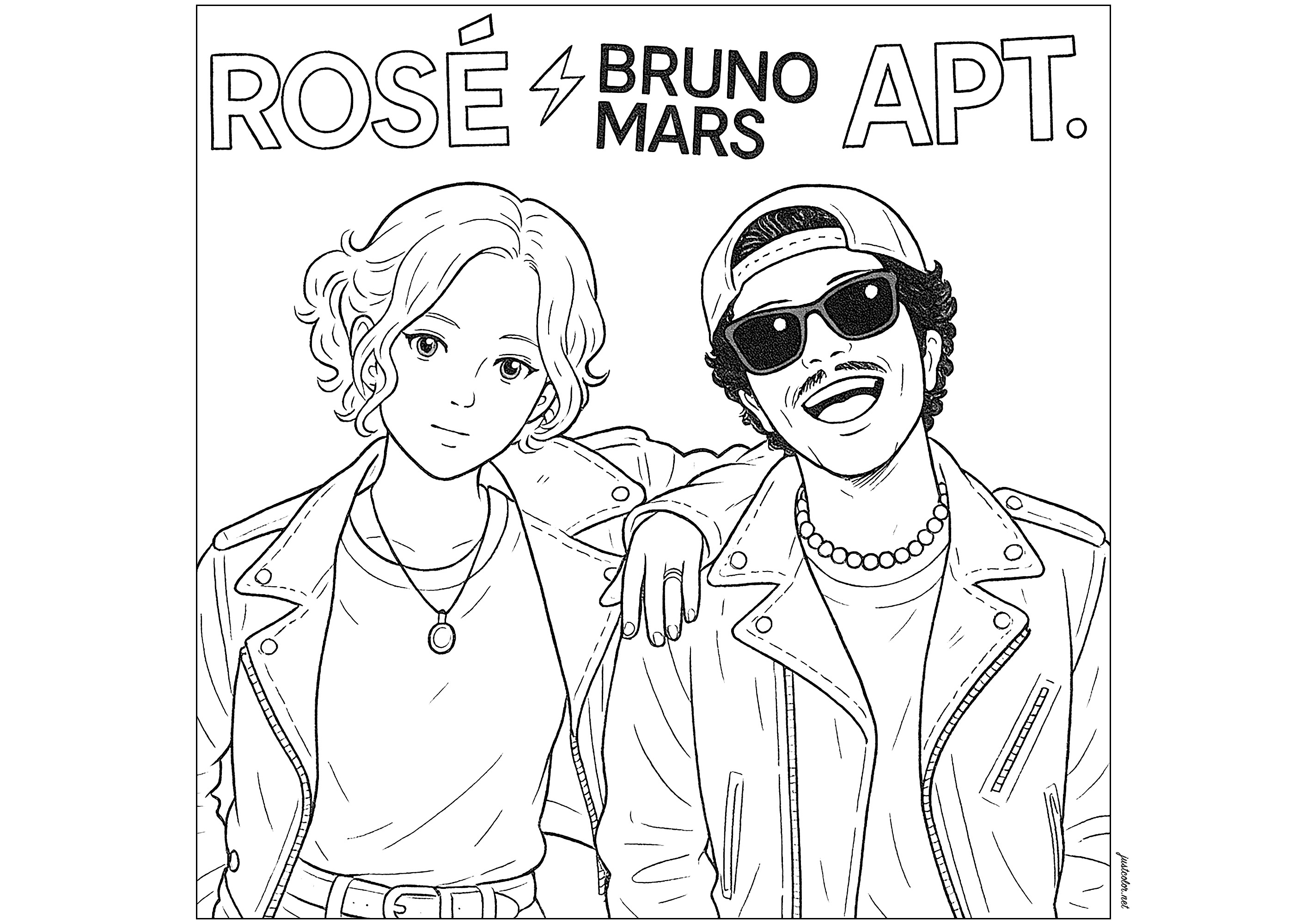Rosé e Bruno Mars: APT - Pagine Cantanti Célèbres da Colorare