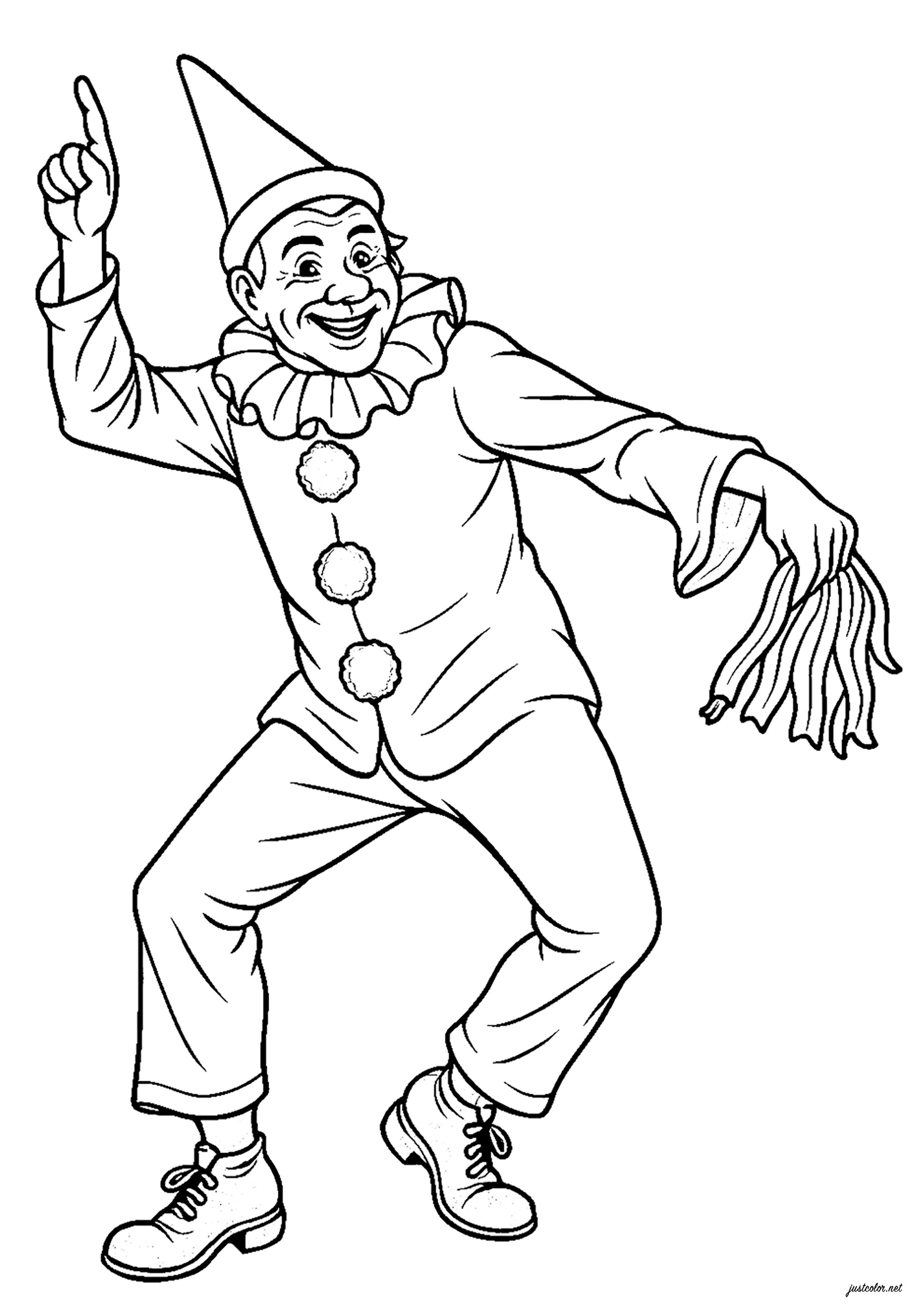 I clown del Carnevale tradizionale - Pagine Carnevale da Colorare