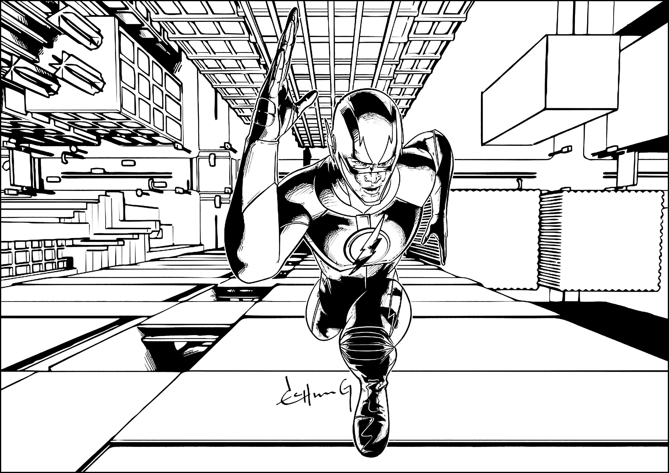 Flash che risale verticalmente gli edifici. - Pagine Flash da Colorare