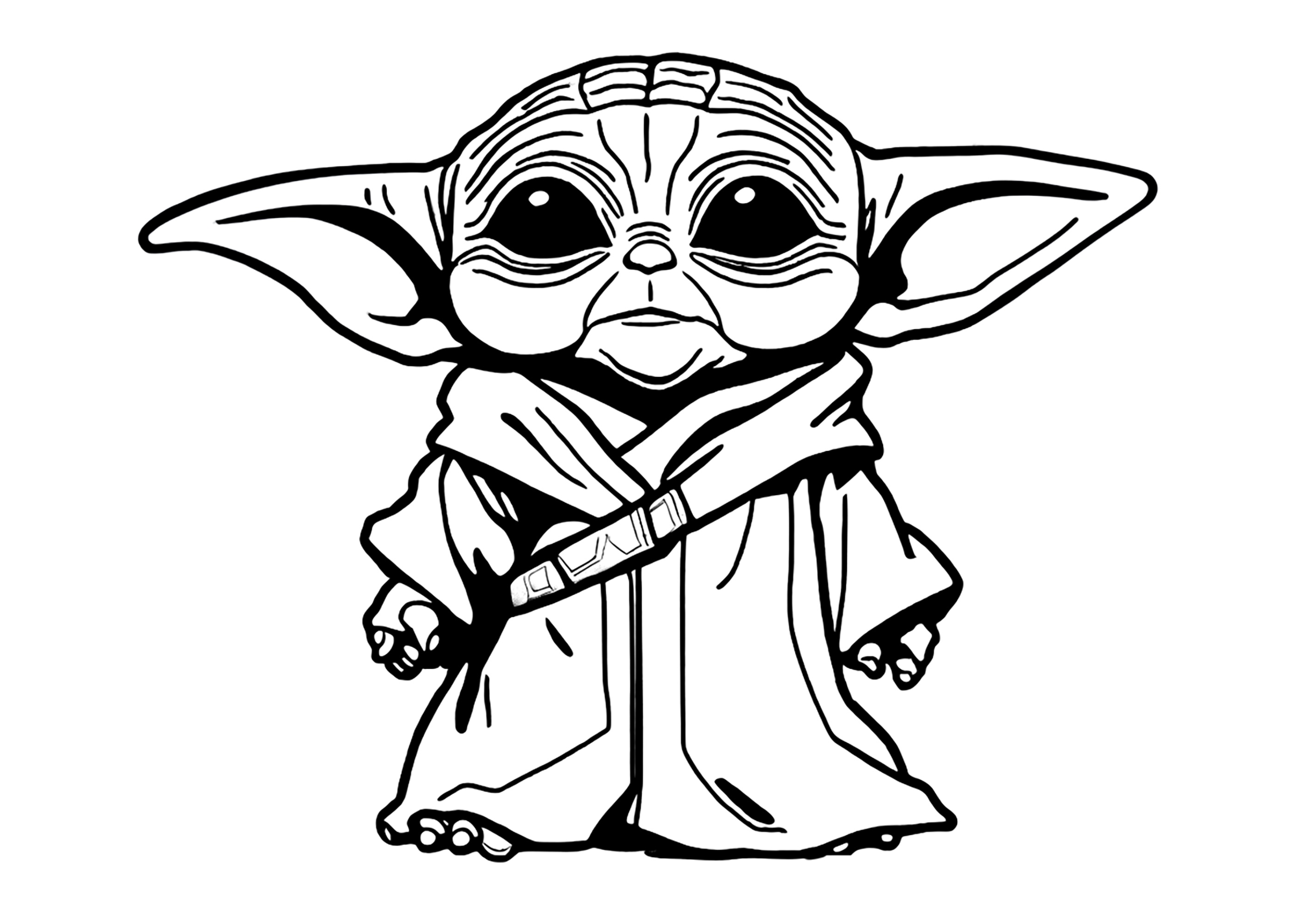 Grogu (Baby Yoda) con linee spesse. - Pagine Guerre Stellari da Colorare