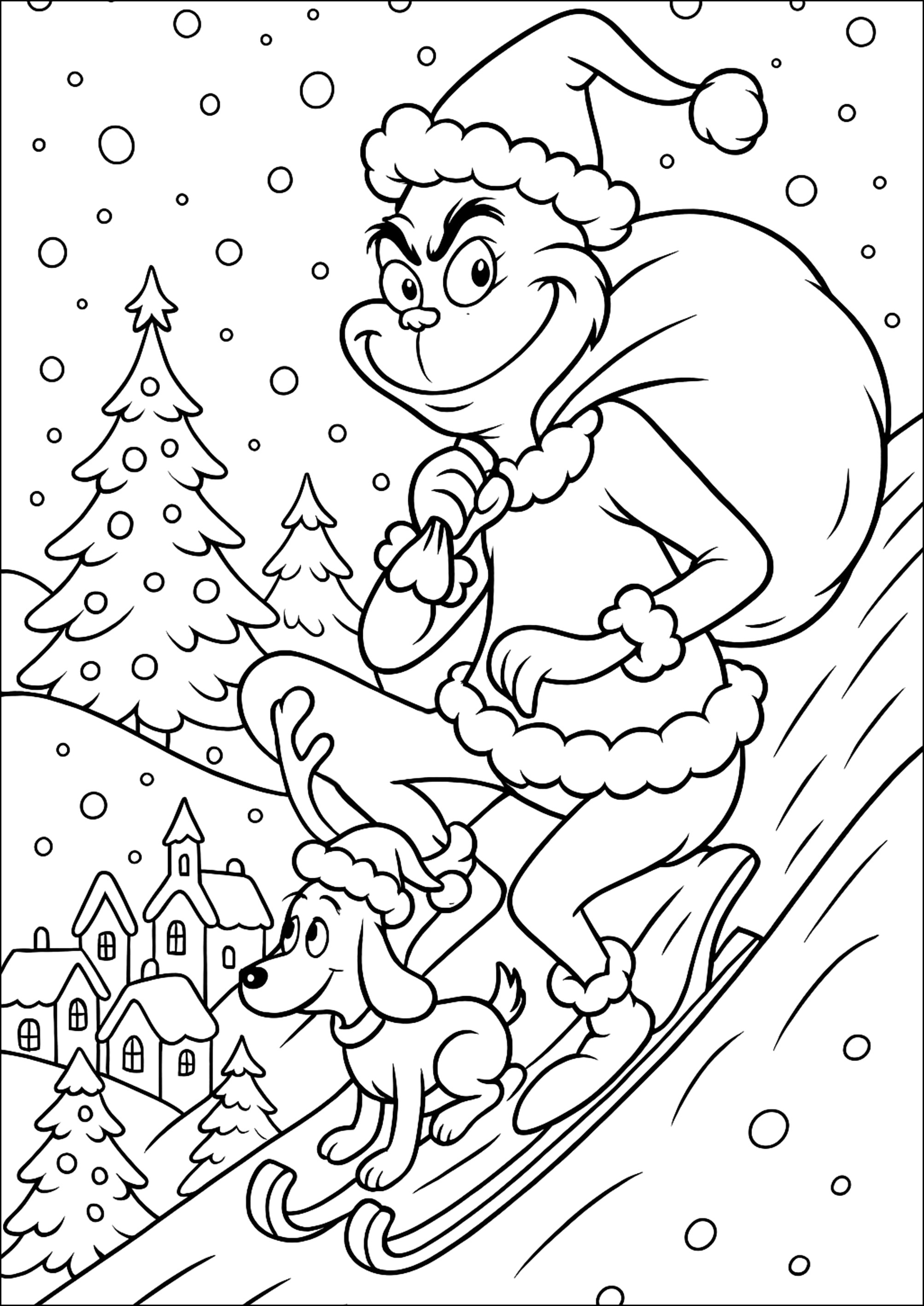 Slittino - Pagine Il Grinch da Colorare