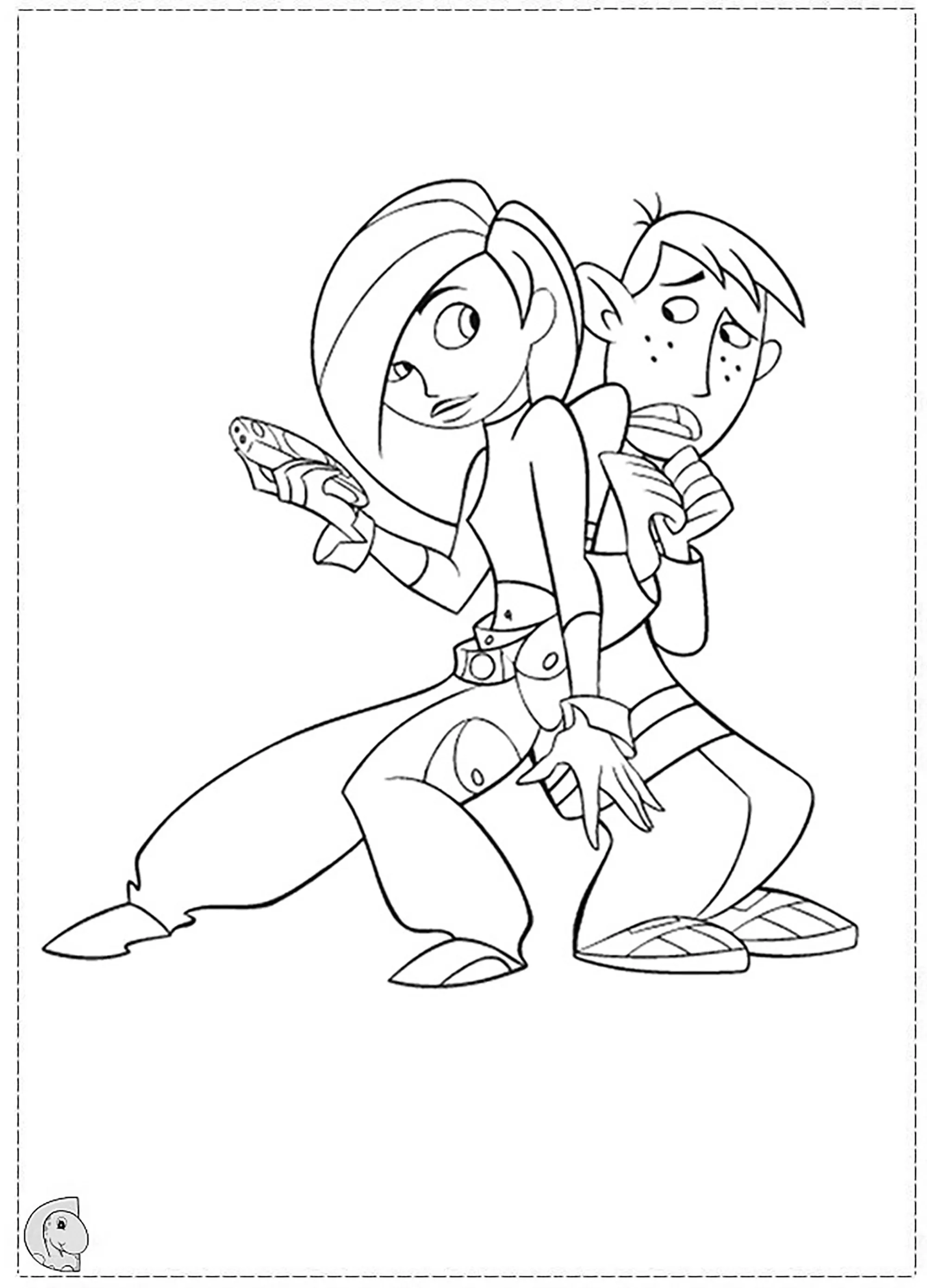 Kim Possible con il suo amico Ron - Pagine Kim Possible da Colorare