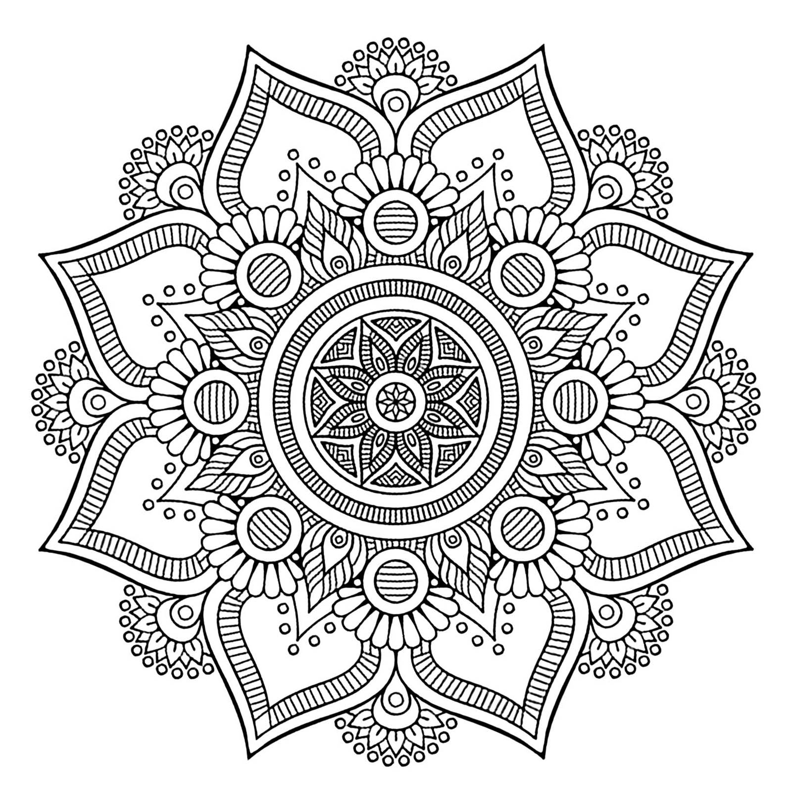 Bel fiore Mandala - Pagine Mandala da Colorare