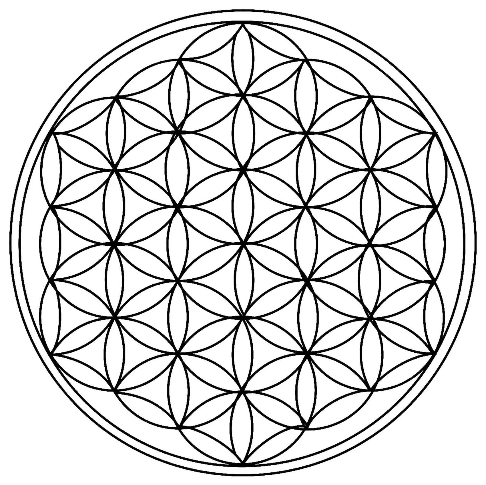 Facile Mandala con cerchi e rosoni. - Pagine Mandala da Colorare