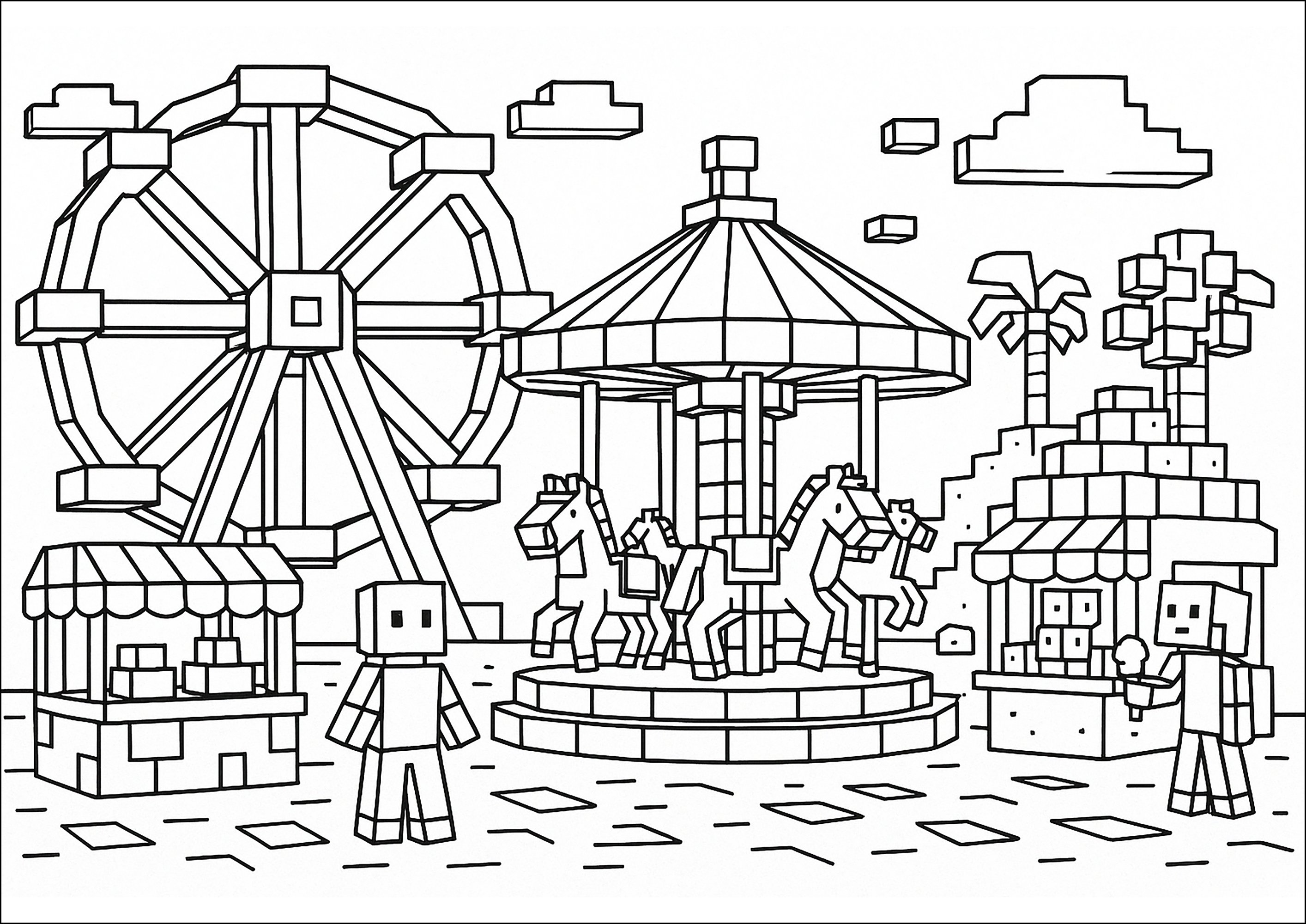 Parco divertimenti - Pagine Minecraft da Colorare