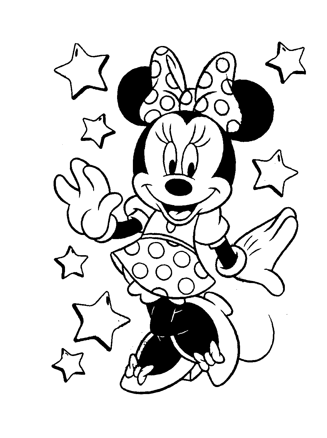 Bel disegno da colorare di Minnie. - Pagine Minni da Colorare