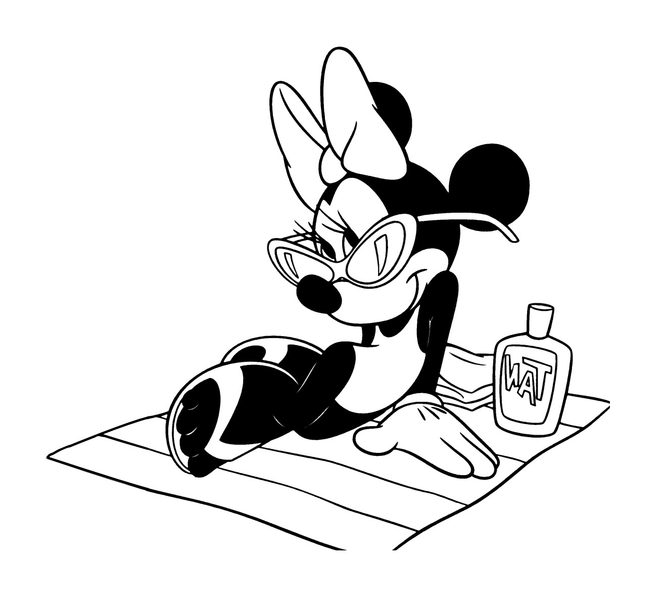 La spiaggia di Minnie - Pagine Minni da Colorare