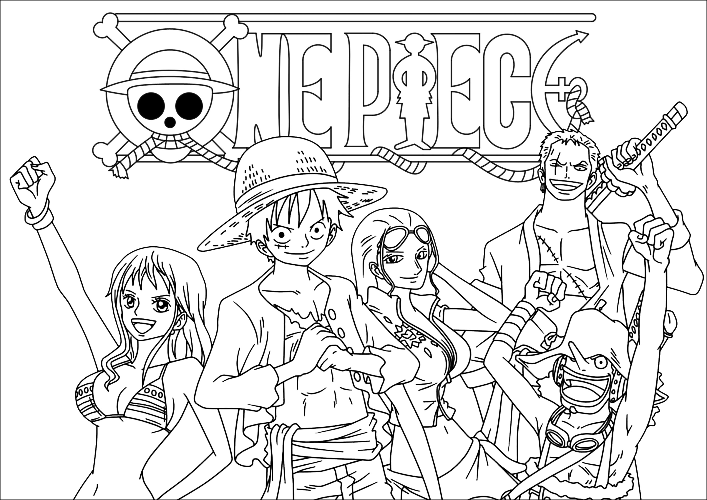 Personaggi e logo di One Piece - Pagine One Piece da Colorare