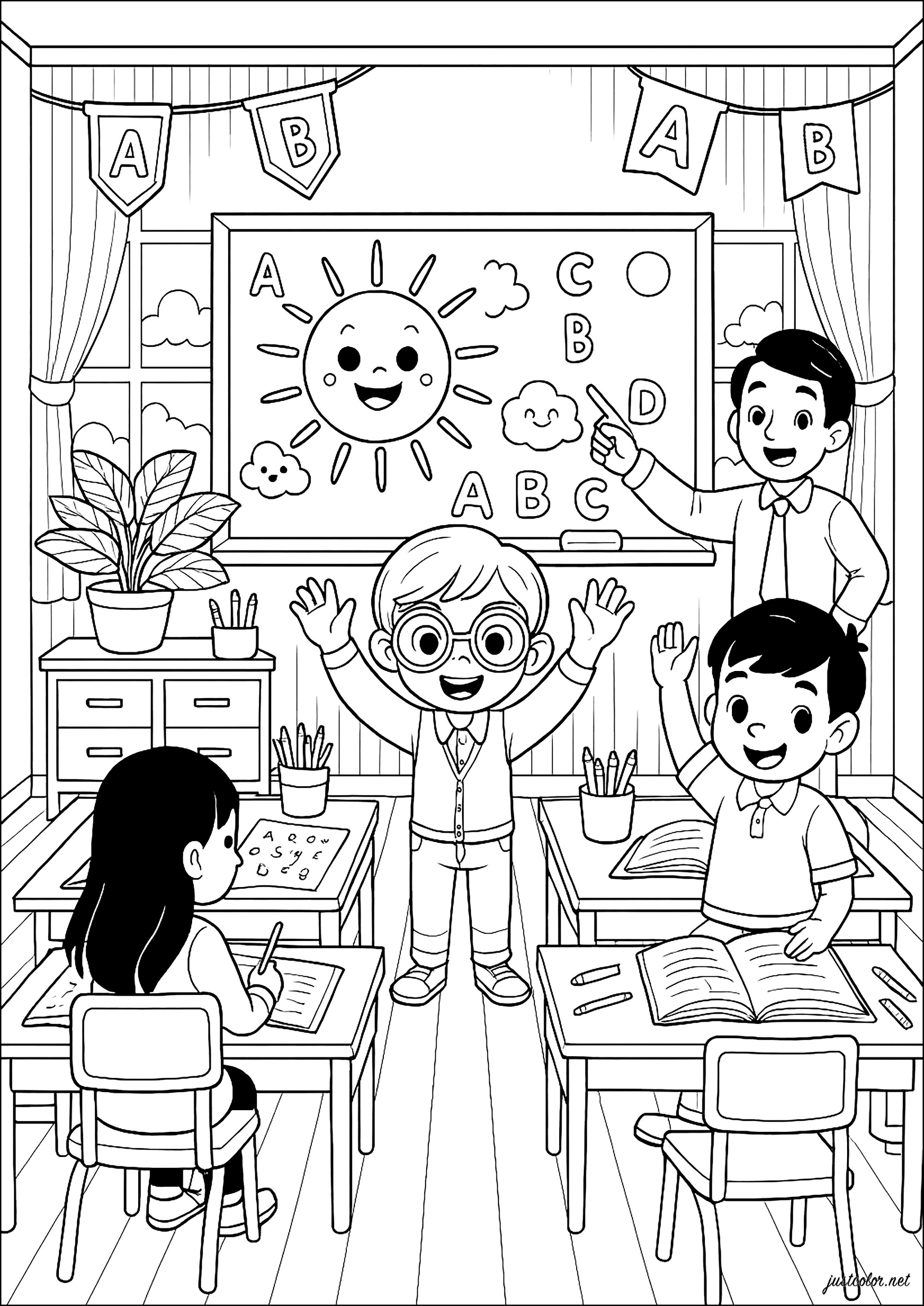 Bambini A Scuola Disegni Da Colorare