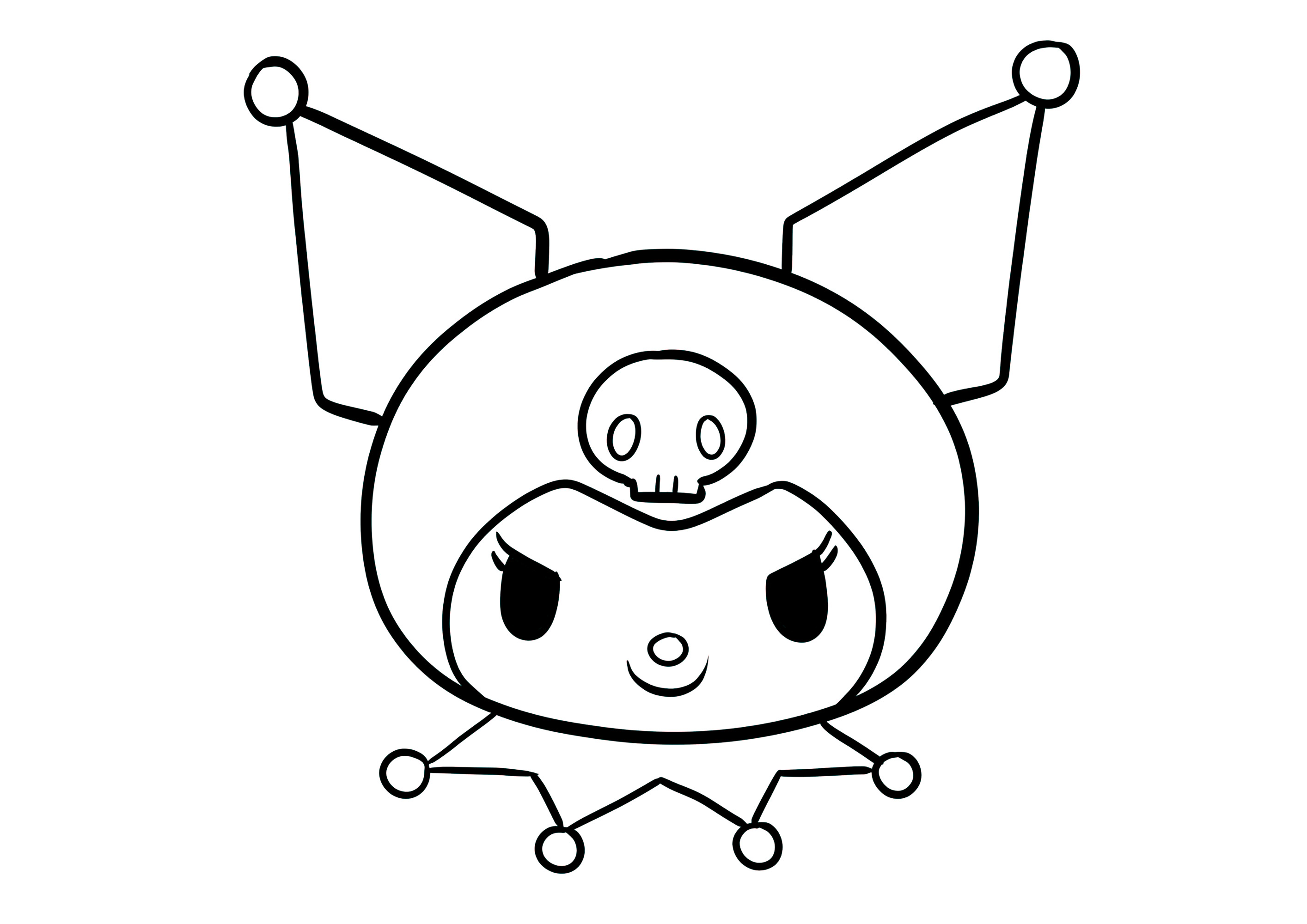 Il volto di Kuromi si colora - Pagine Sanrio da Colorare