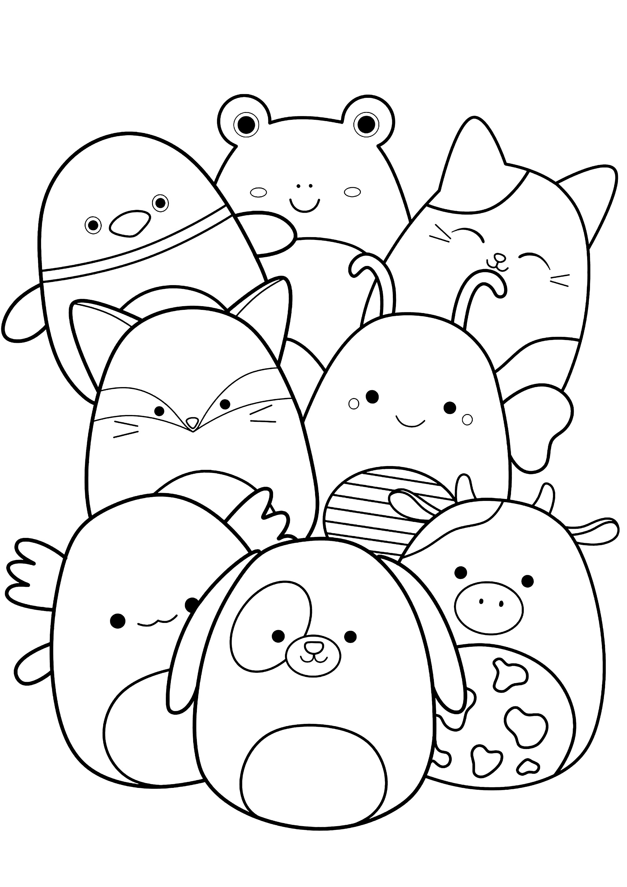 Personaggi divertenti e facili da colorare - Pagine Squishmallow da Colorare