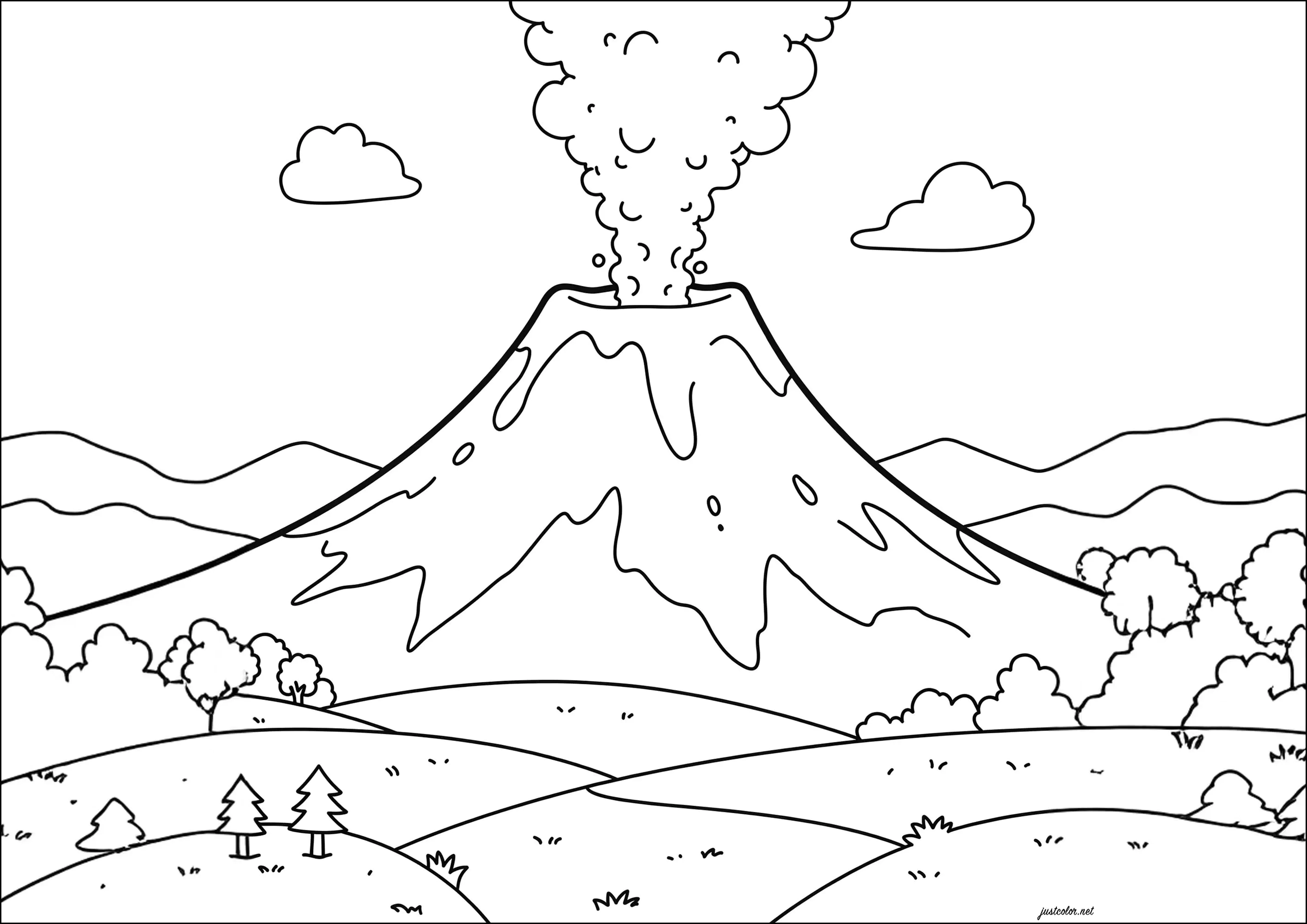 Disegno Realistico Del Vulcano Vulcano Di Disegno Etsy Italia