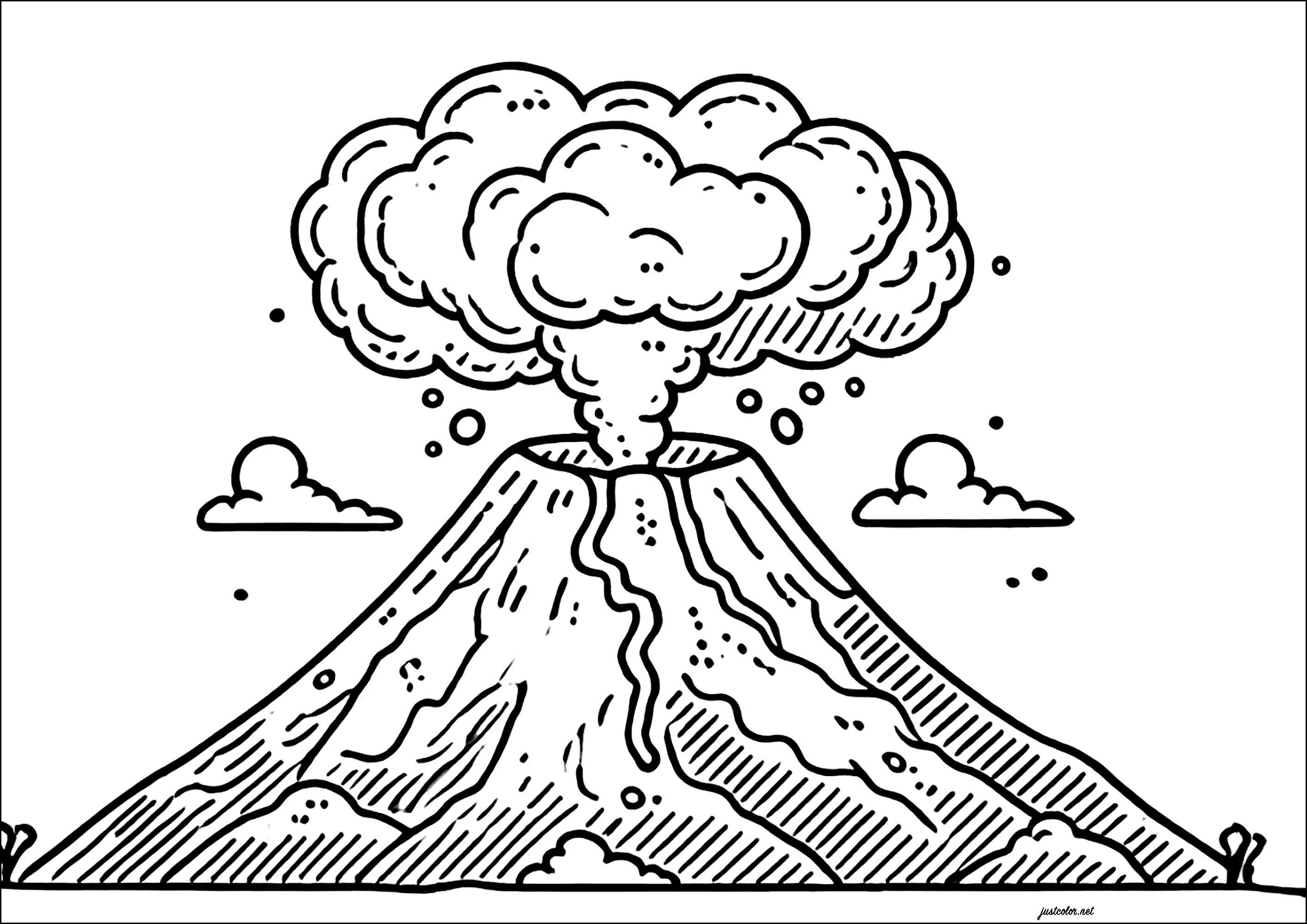 Disegno di Vulcano con linee spesse - Pagine Vulcano da Colorare