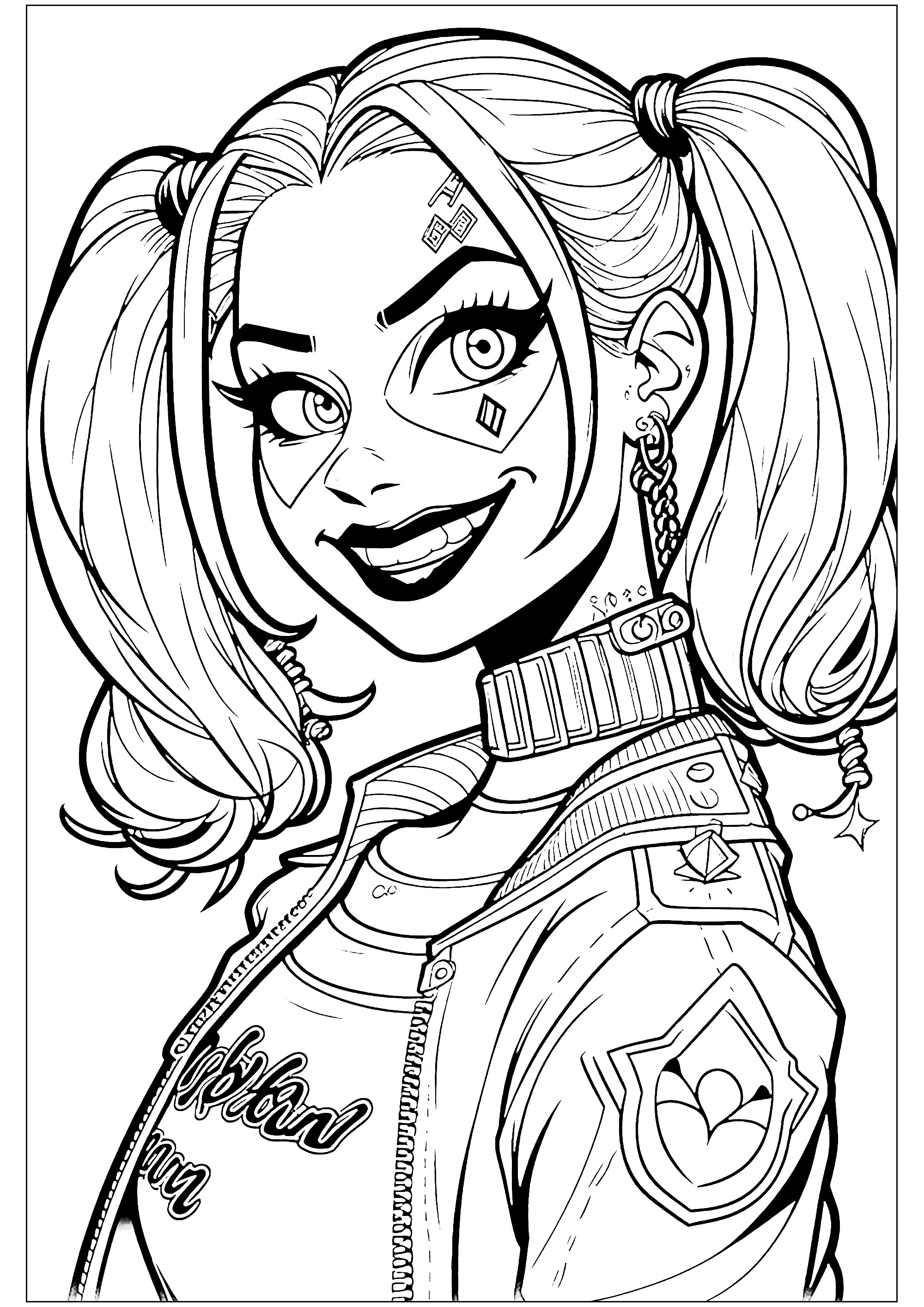 Uma Harley Quinn sorridente - Páginas de Harley Quinn para colorir para ...