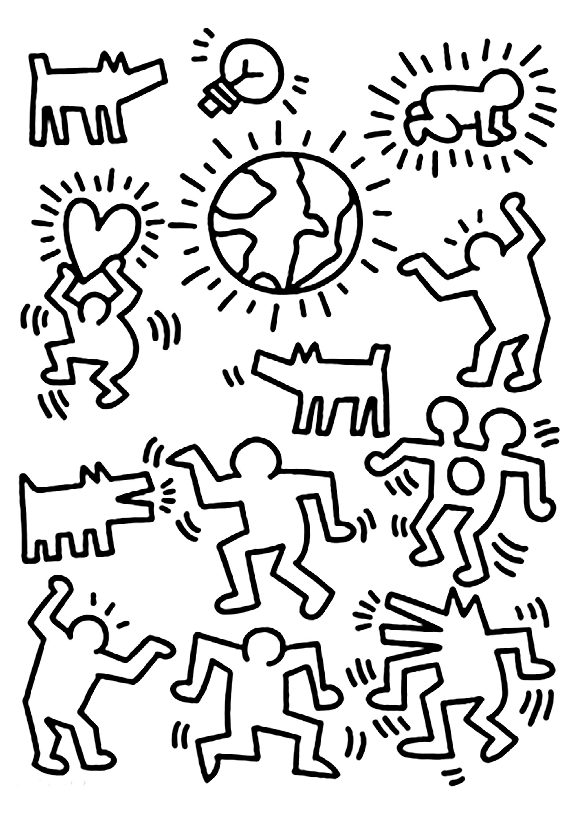 Personagens de Keith Haring - Páginas de Keith Haring para colorir para ...