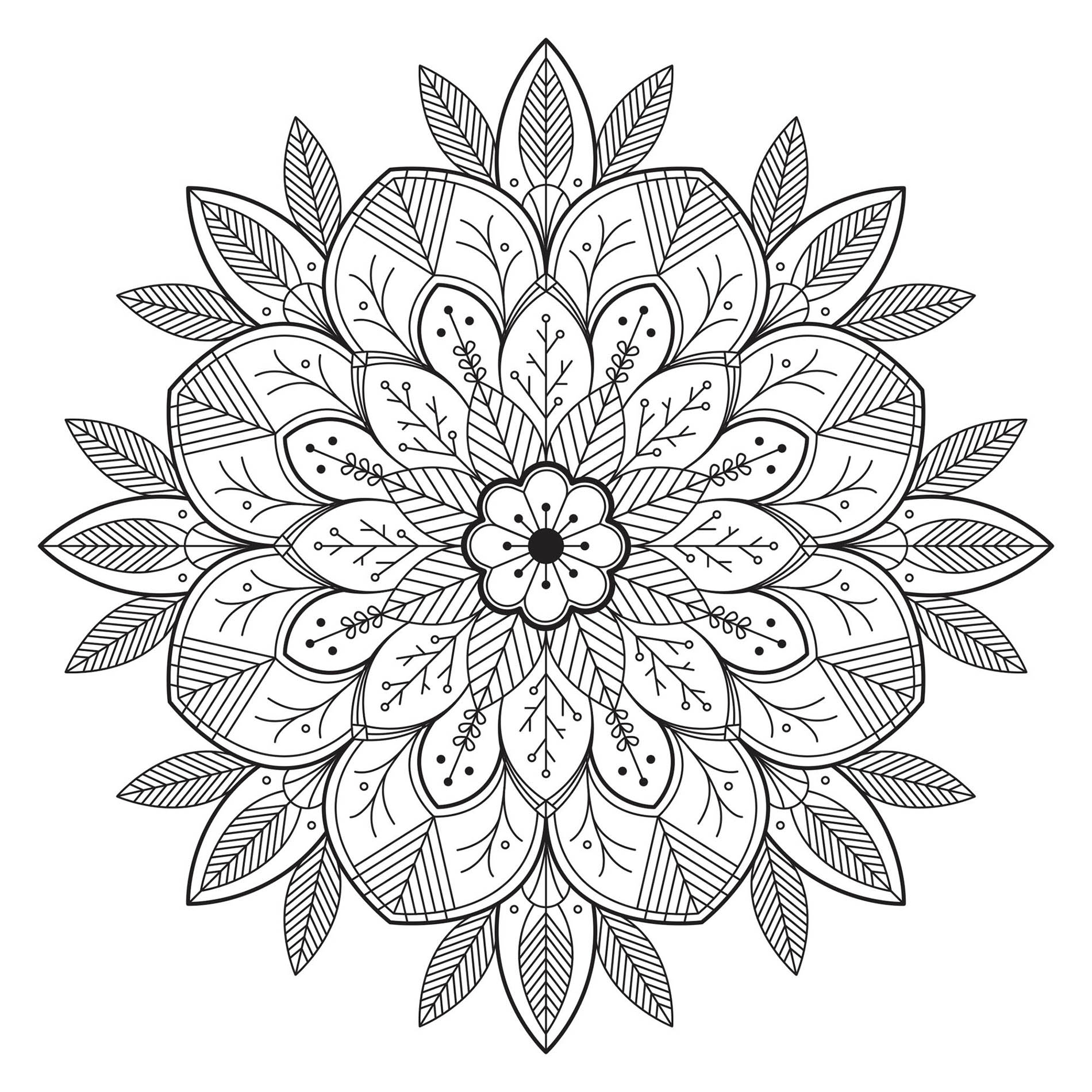 Mandala com folhas e flores - Páginas de Mandalas para colorir para ...