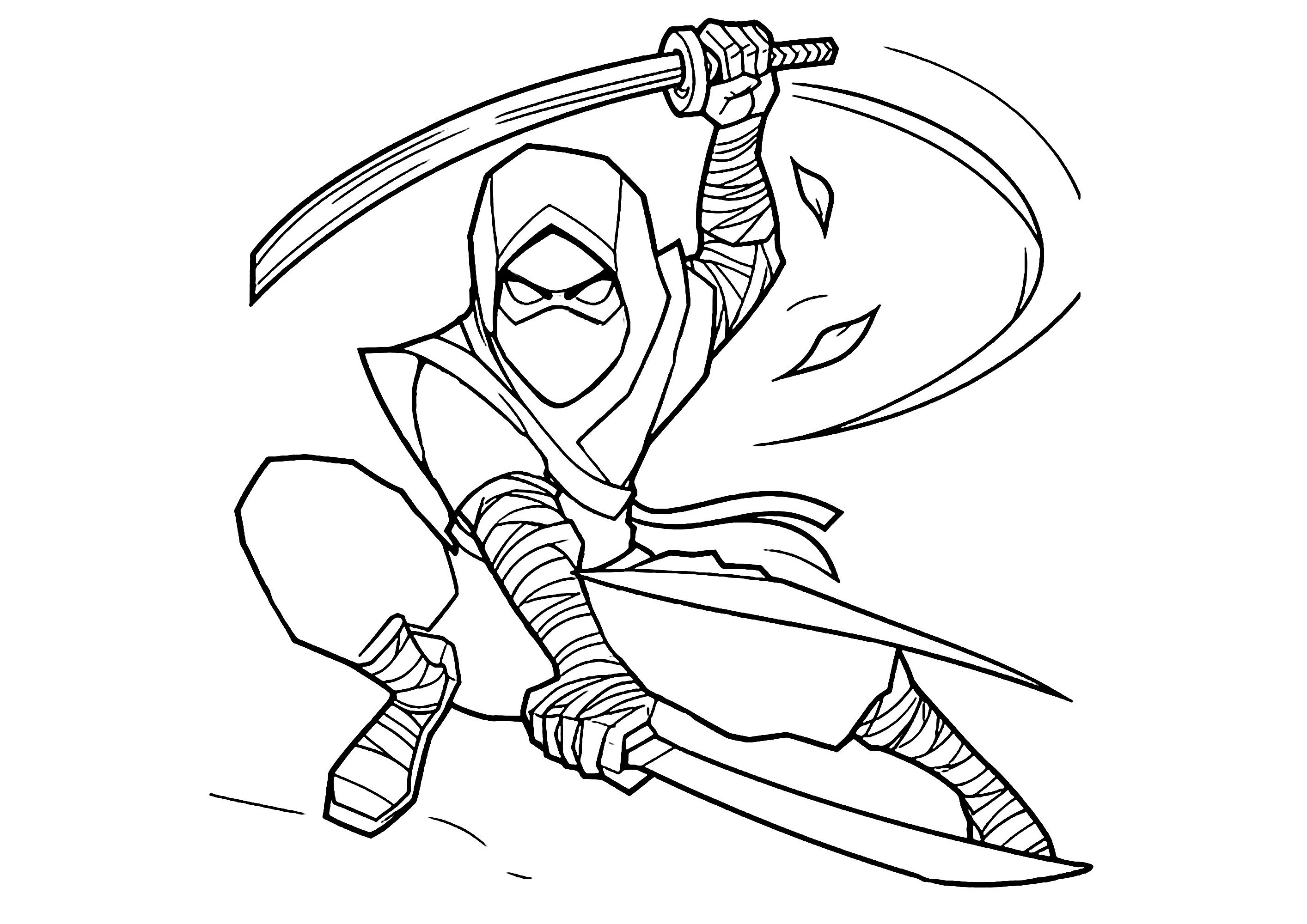 Ninja a lutar com as suas espadas - Páginas de Ninja para colorir para ...