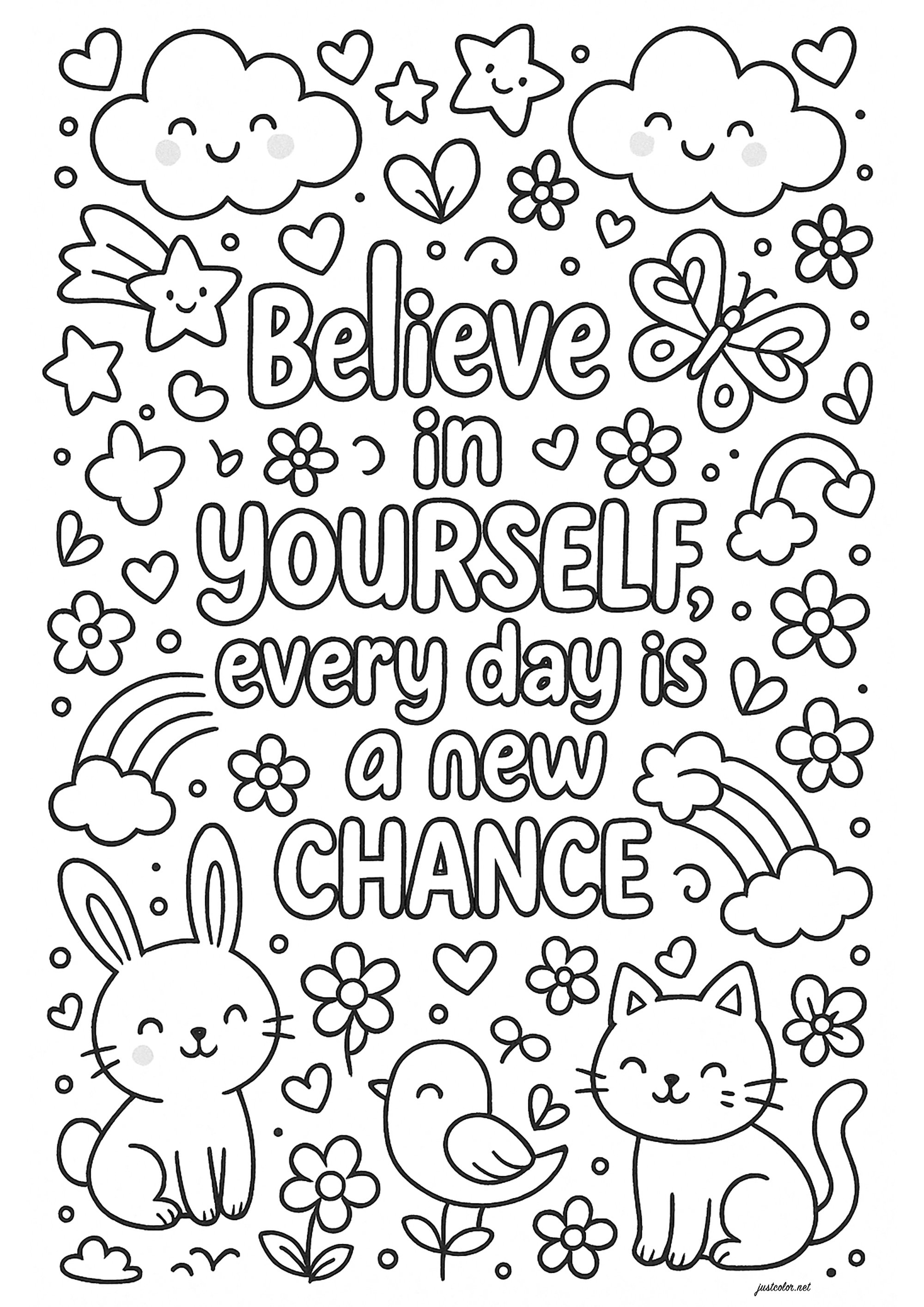 Glaube an dich selbst, jeder Tag ist eine neue Chance - Ausmalbilder ...