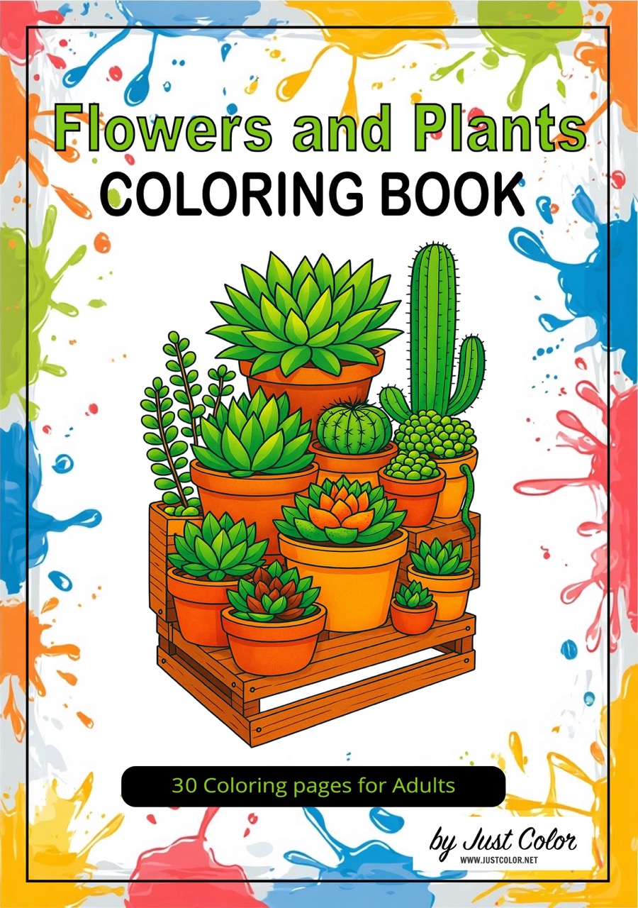 Flowers and Plants Coloring Book for Adults – Just Color eBooks