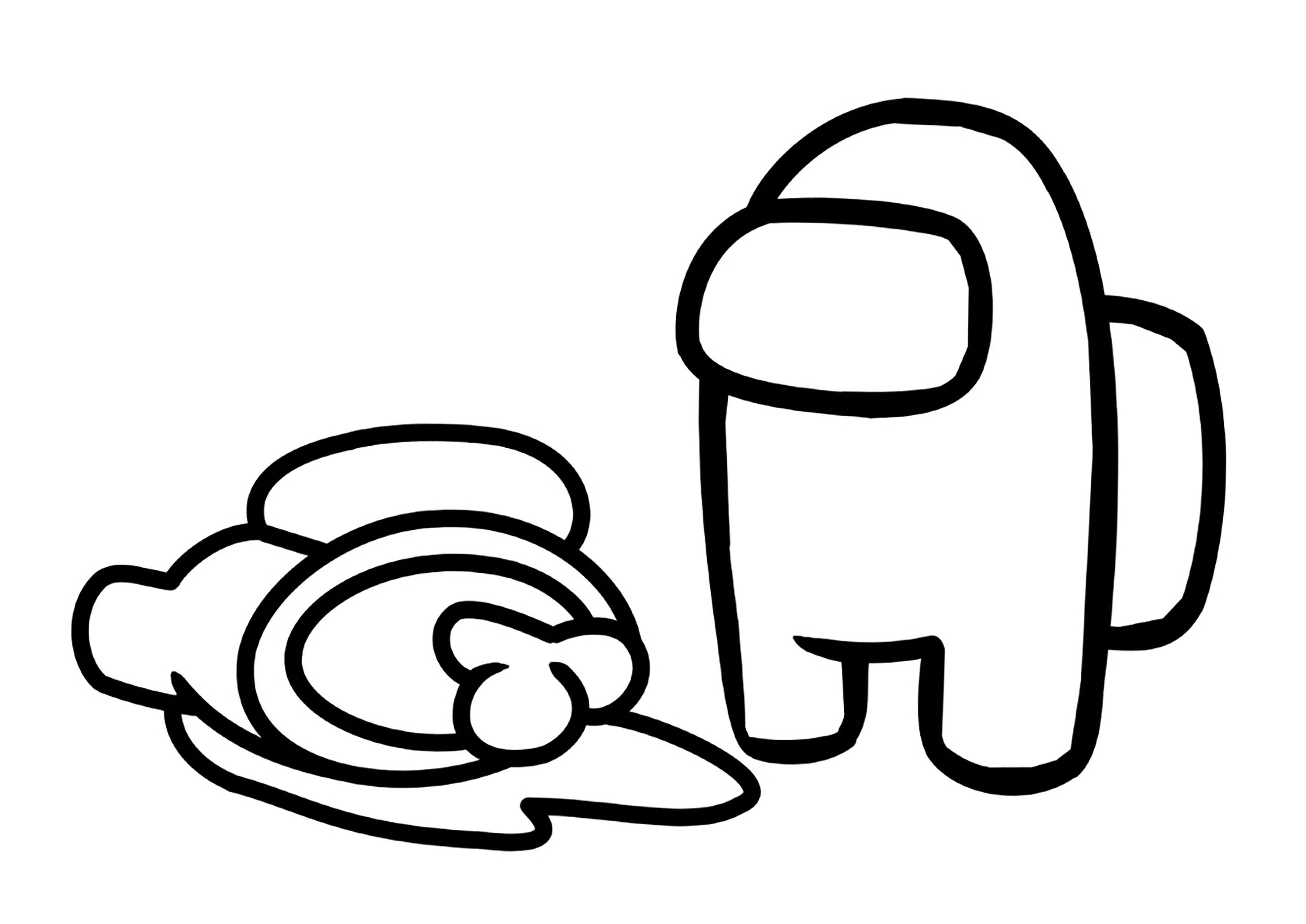 Personnage et un corps mort - Coloriages d'Among Us à imprimer