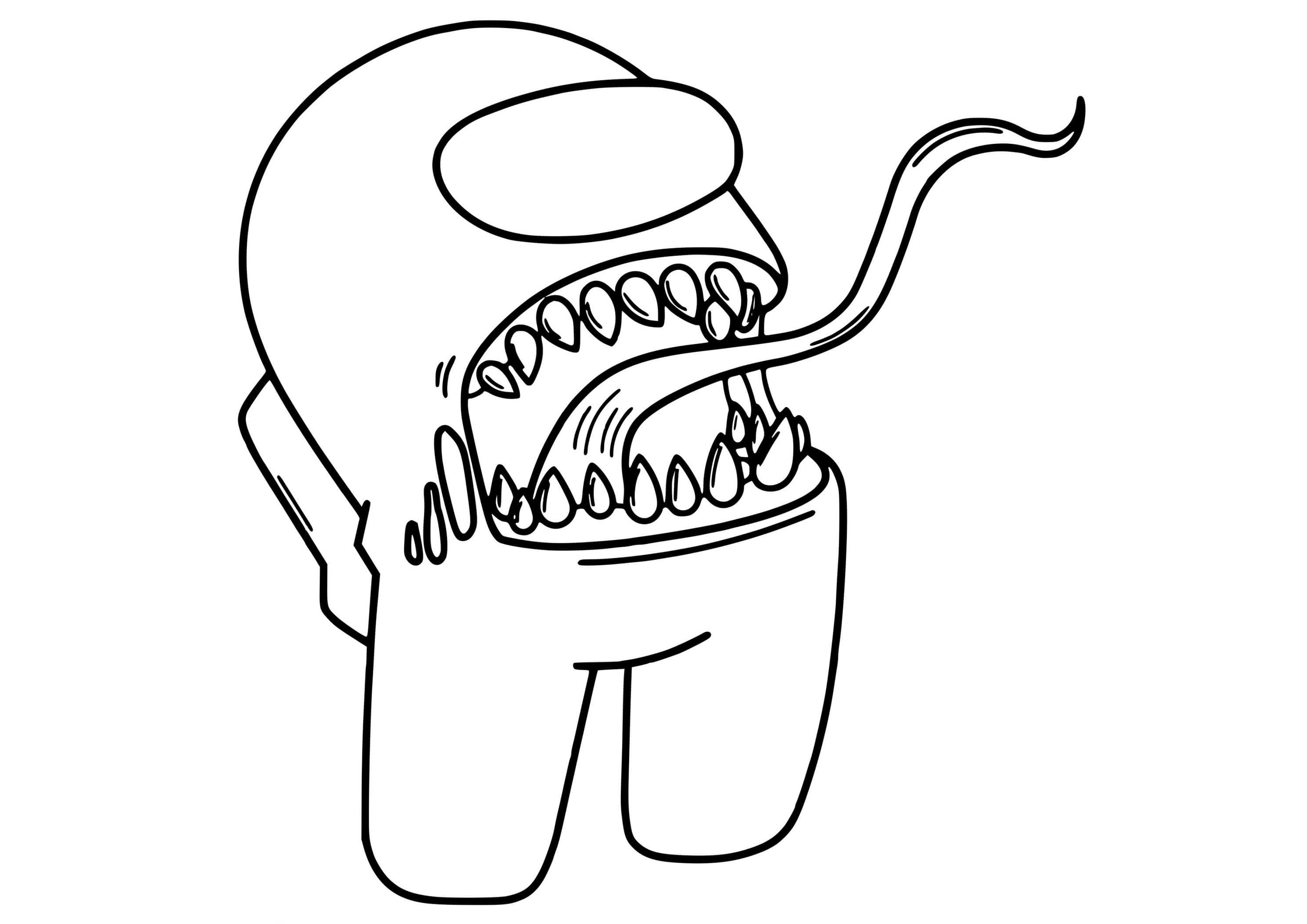 Monstre à la grande langue - Coloriages d'Among Us à imprimer