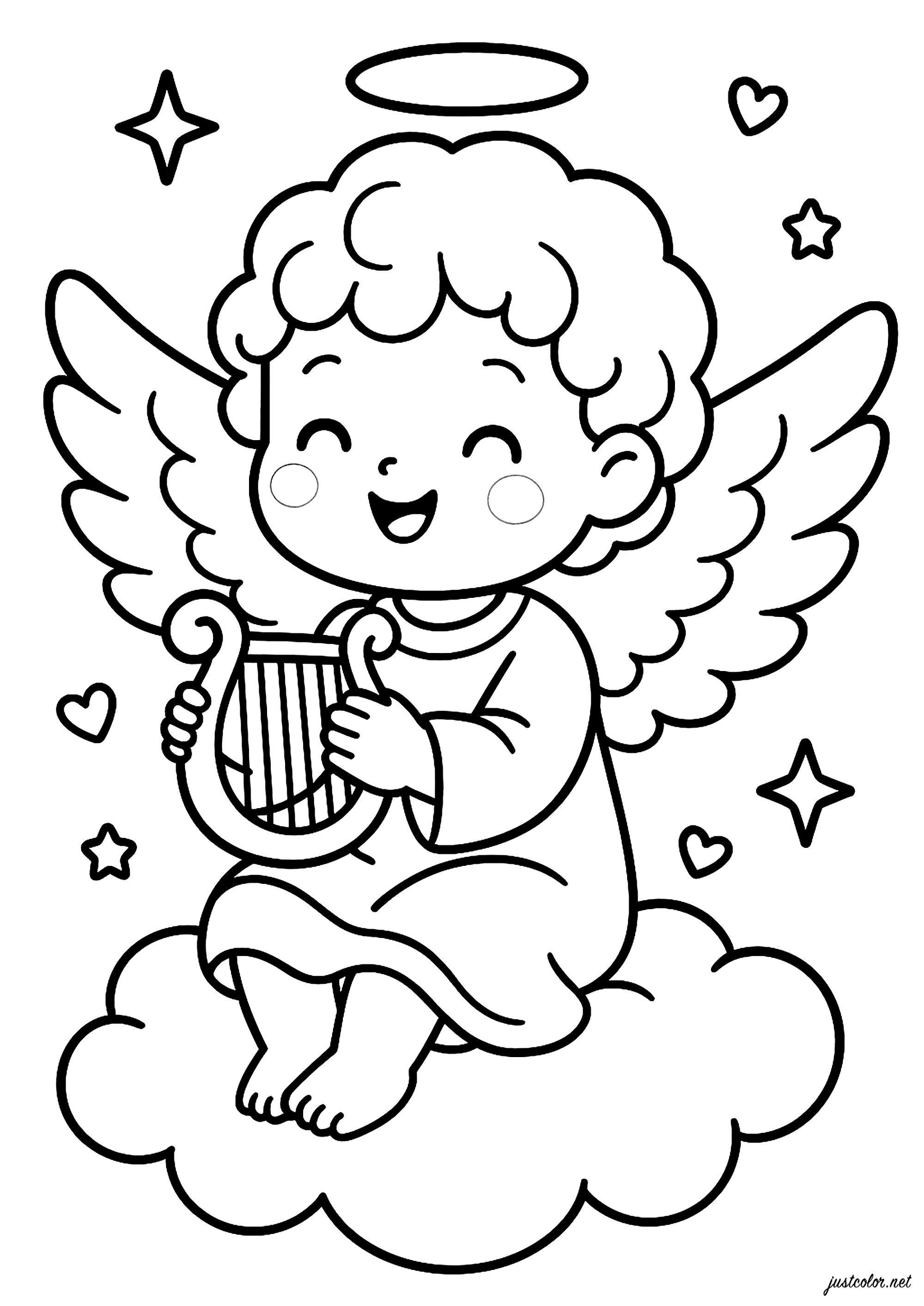 Page à Colorier De L'ange De Noël Coloriages Ange Aux Grandes Ailes
