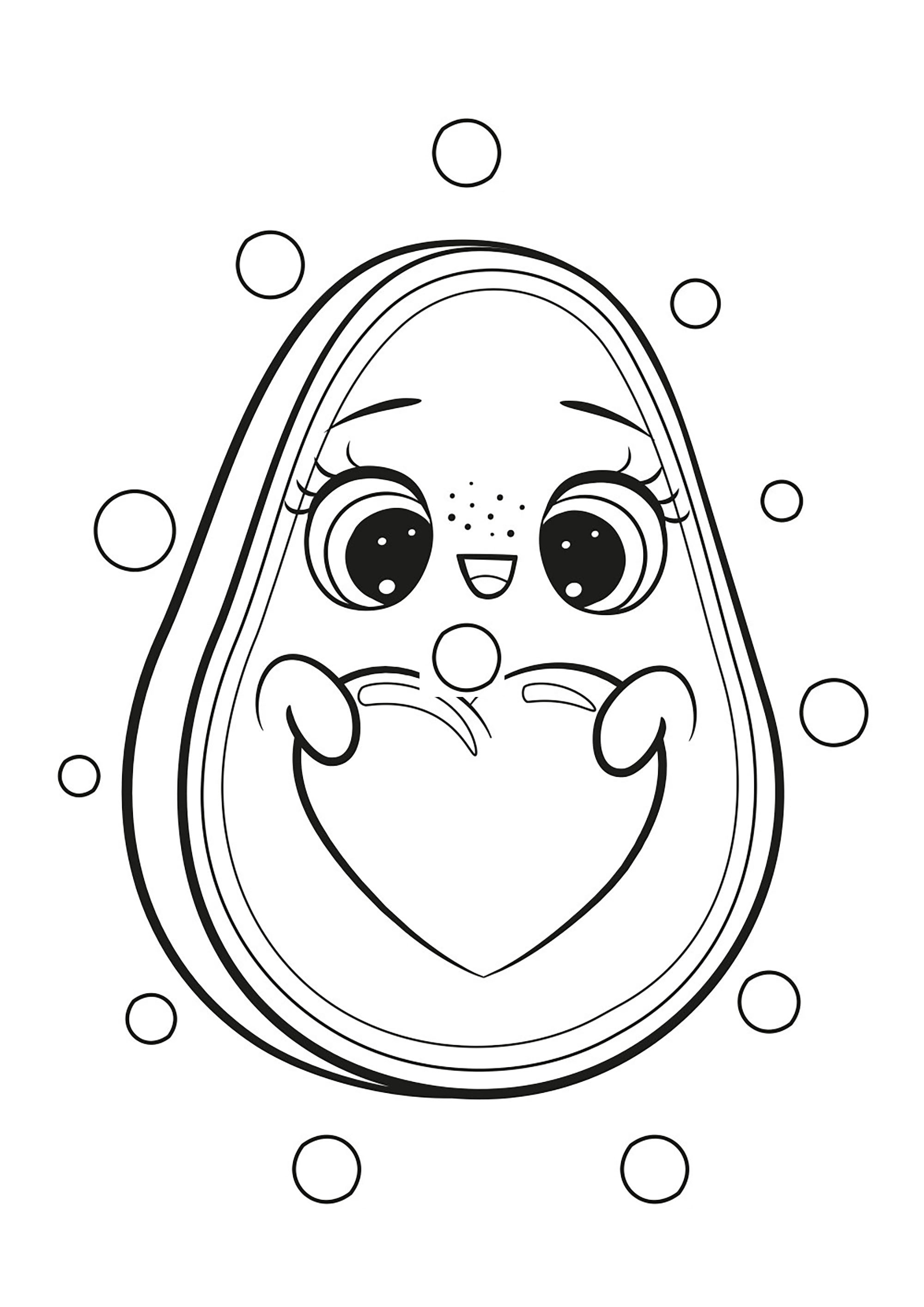 Joli avocat avec un noyau en forme de coeur - Coloriages d'Avocat à ...