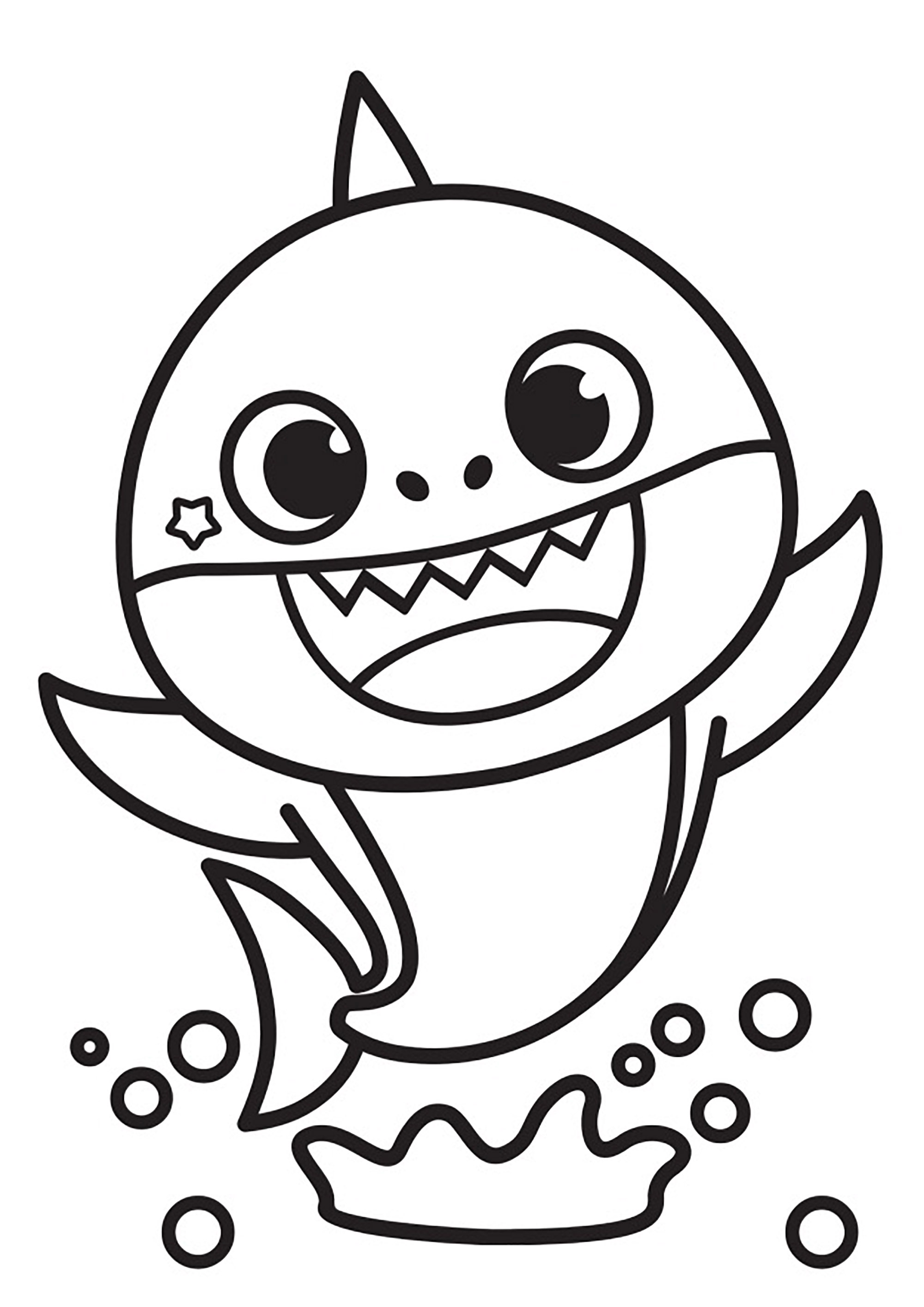 Baby Shark Et Ses Dents Pointues Coloriages De Baby Shark à Imprimer