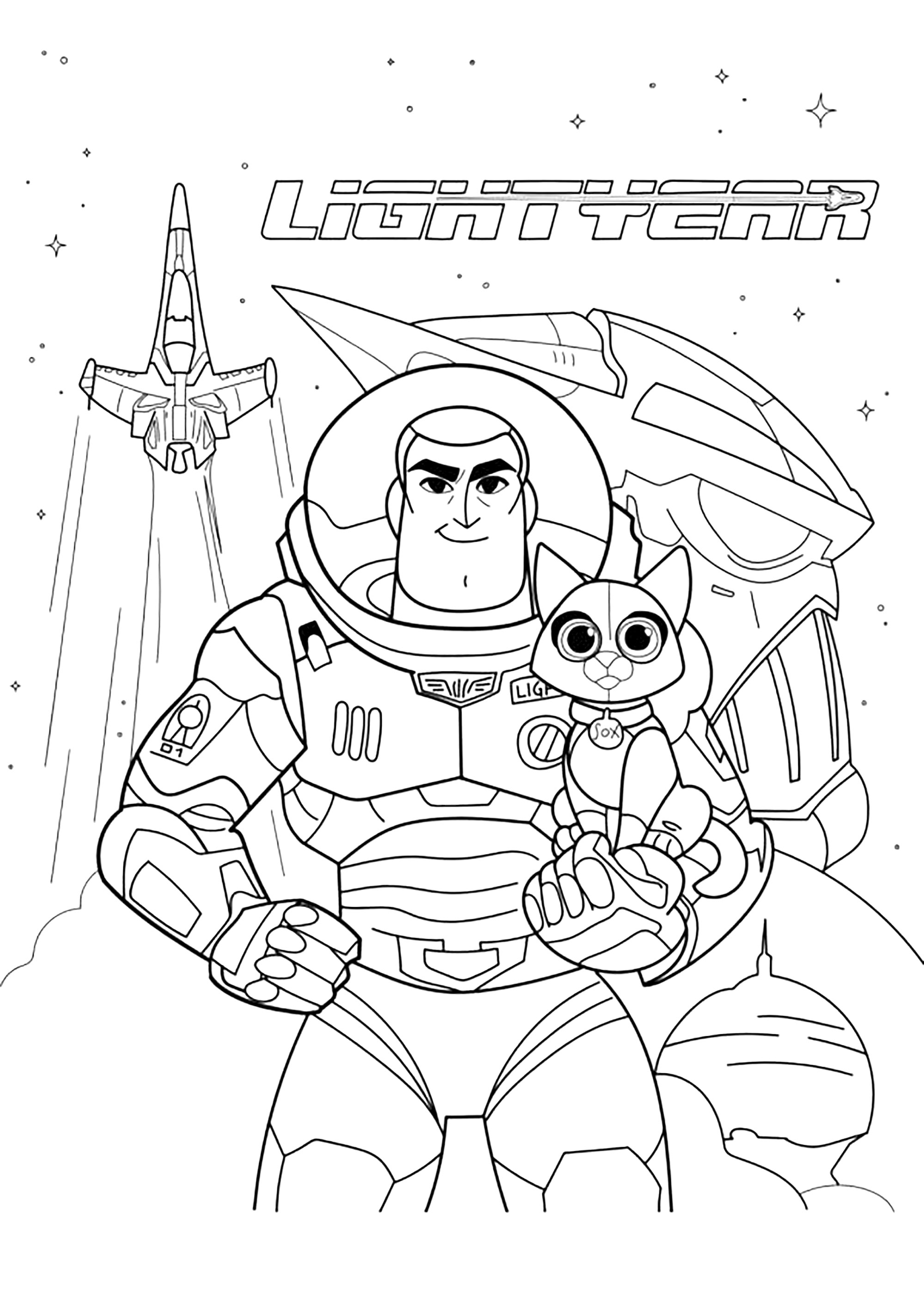 Coloriage Buzz L'éclair et Sox - Coloriages de Buzz l'éclair à imprimer