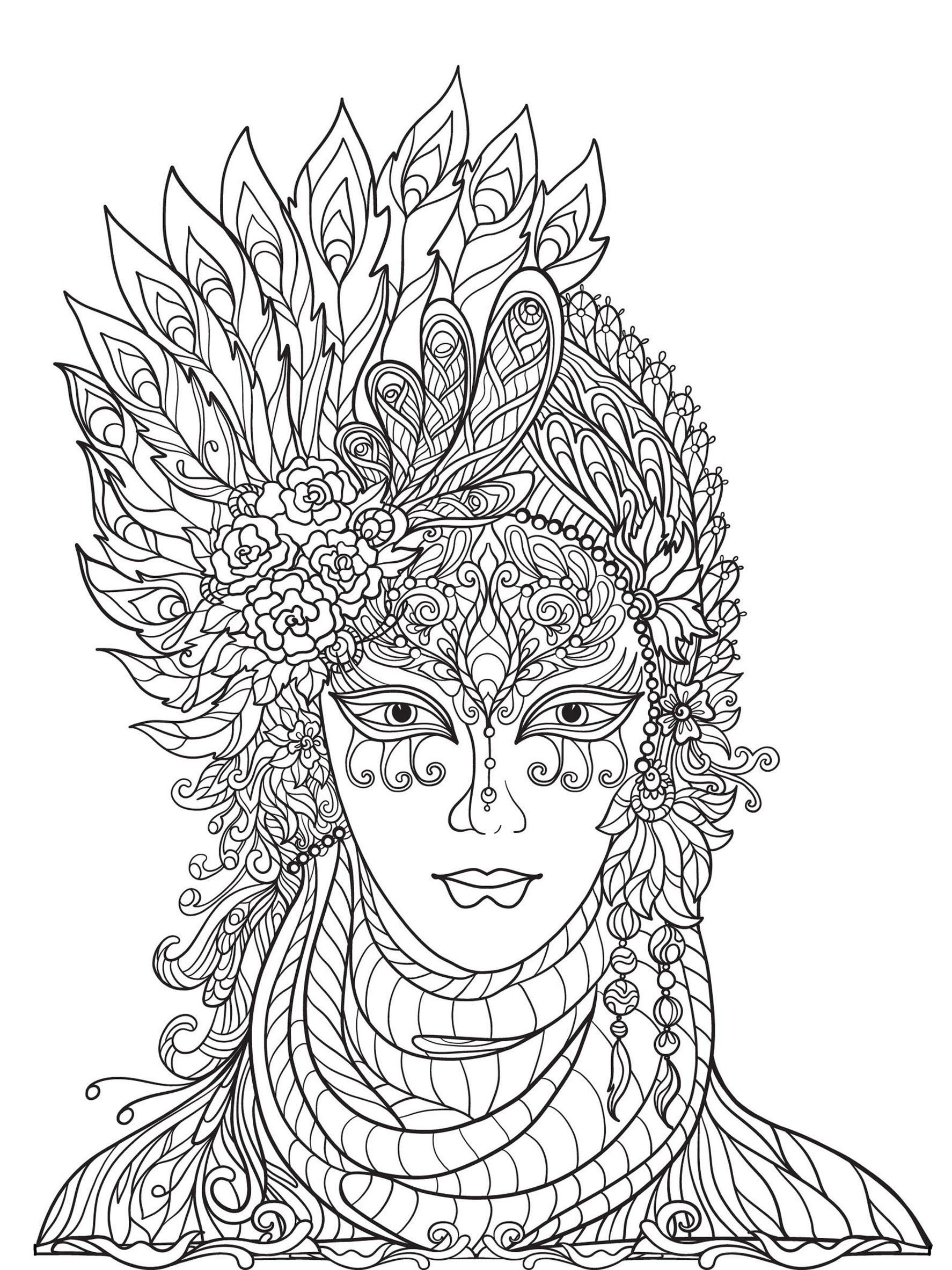 Joli masque du Carnaval de Venise avec des plumes - Coloriages de ...