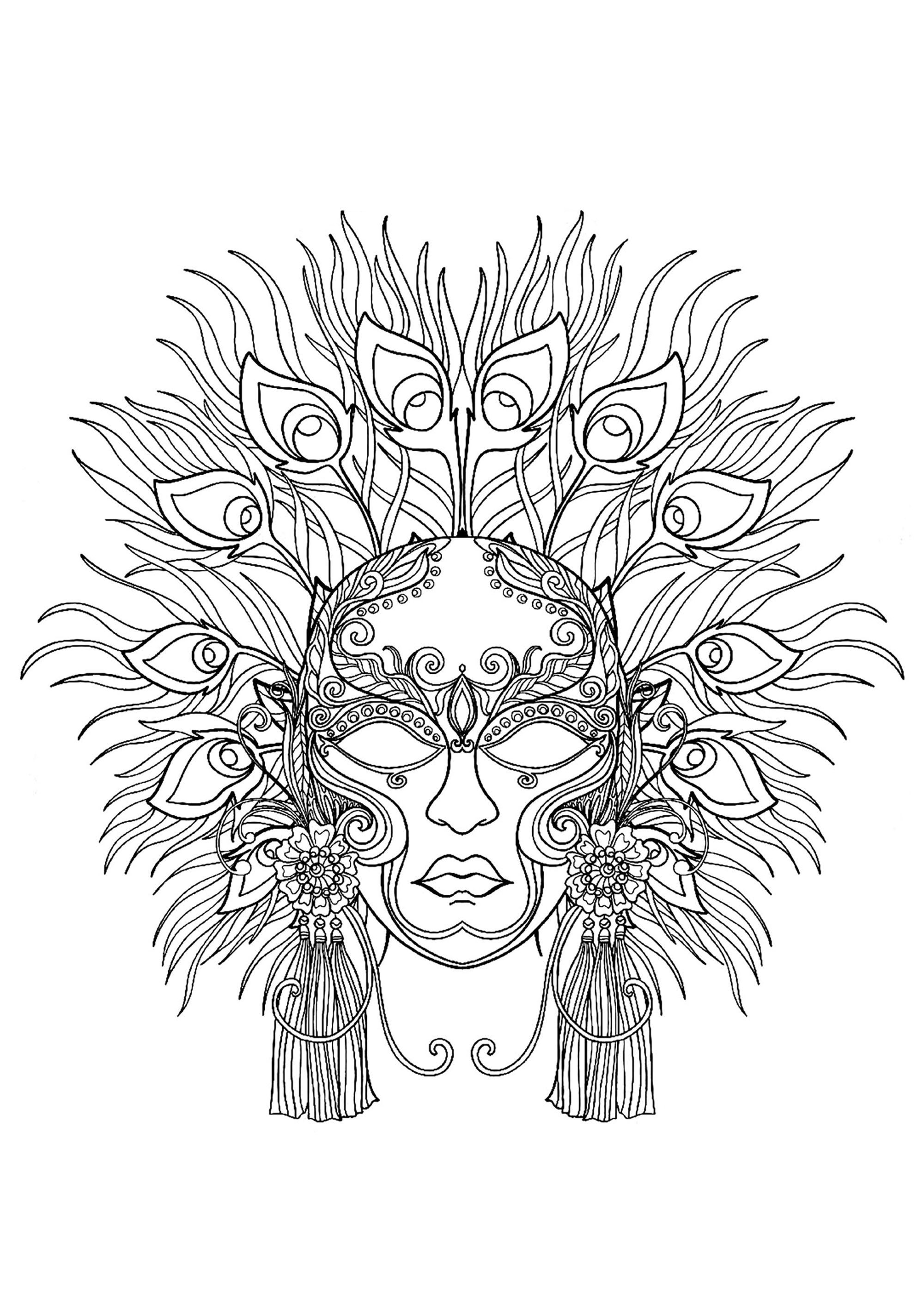 Superbe masque du Carnaval de Venise - Coloriages de Carnaval à ...