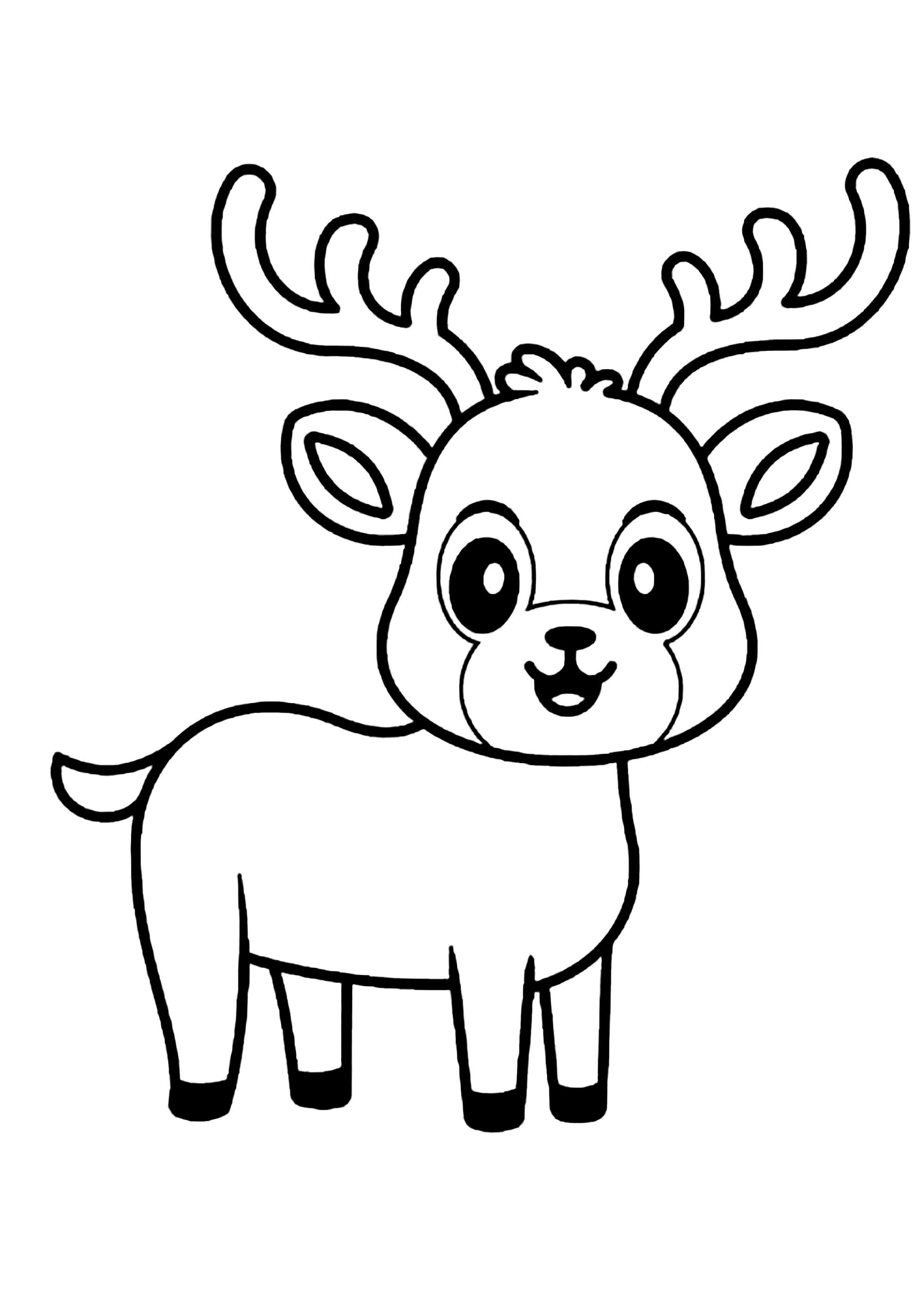 Dessin très facile à colorier d'un cerf - Coloriages de Cerfs à imprimer