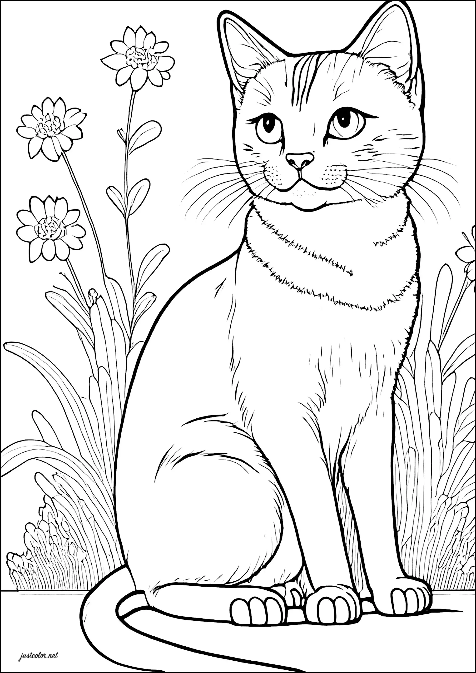 Chat rêveur - Coloriages de Chats à imprimer