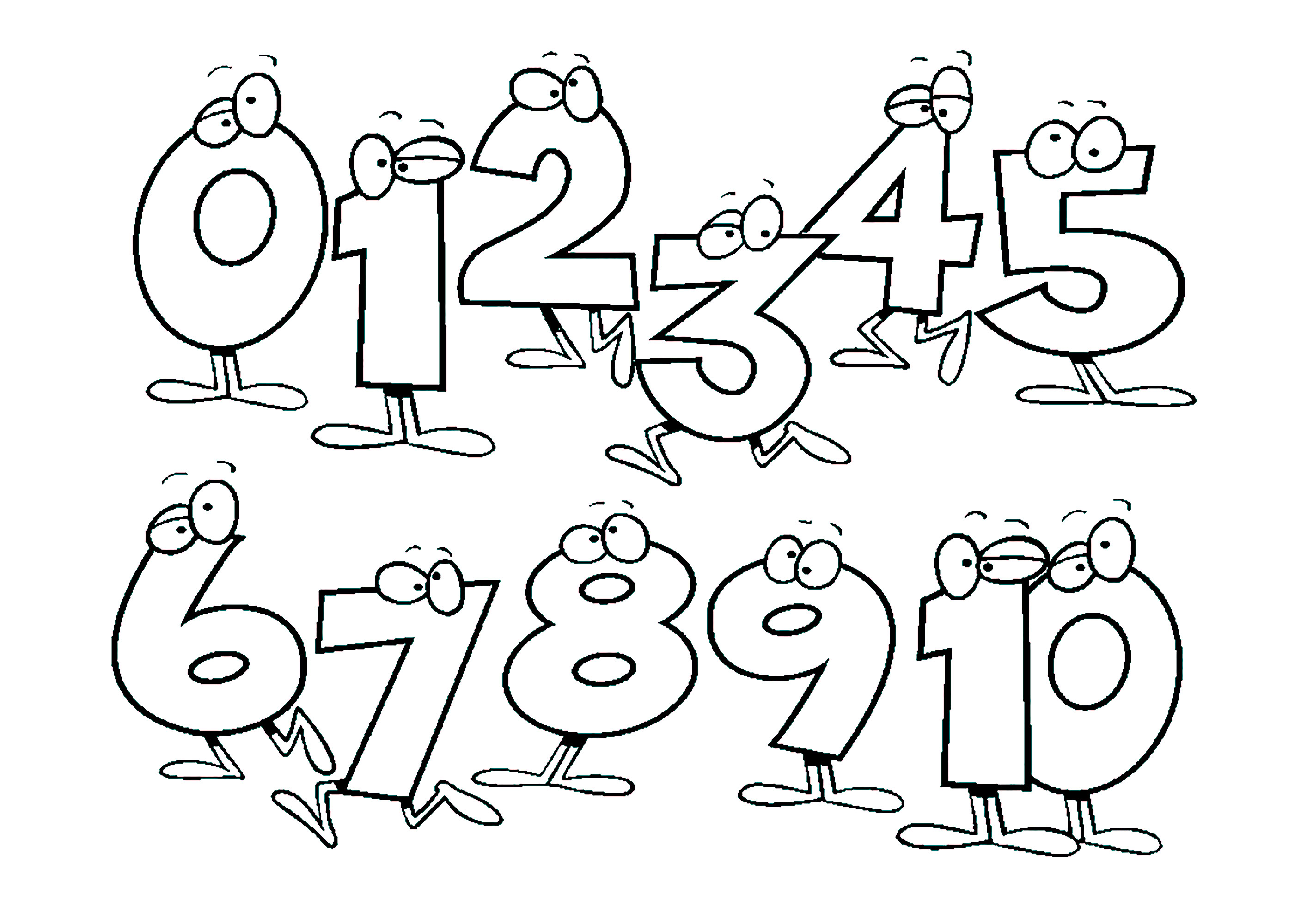 Personnages nombres : de 0 à - 10 - Coloriages de Chiffres à imprimer ...
