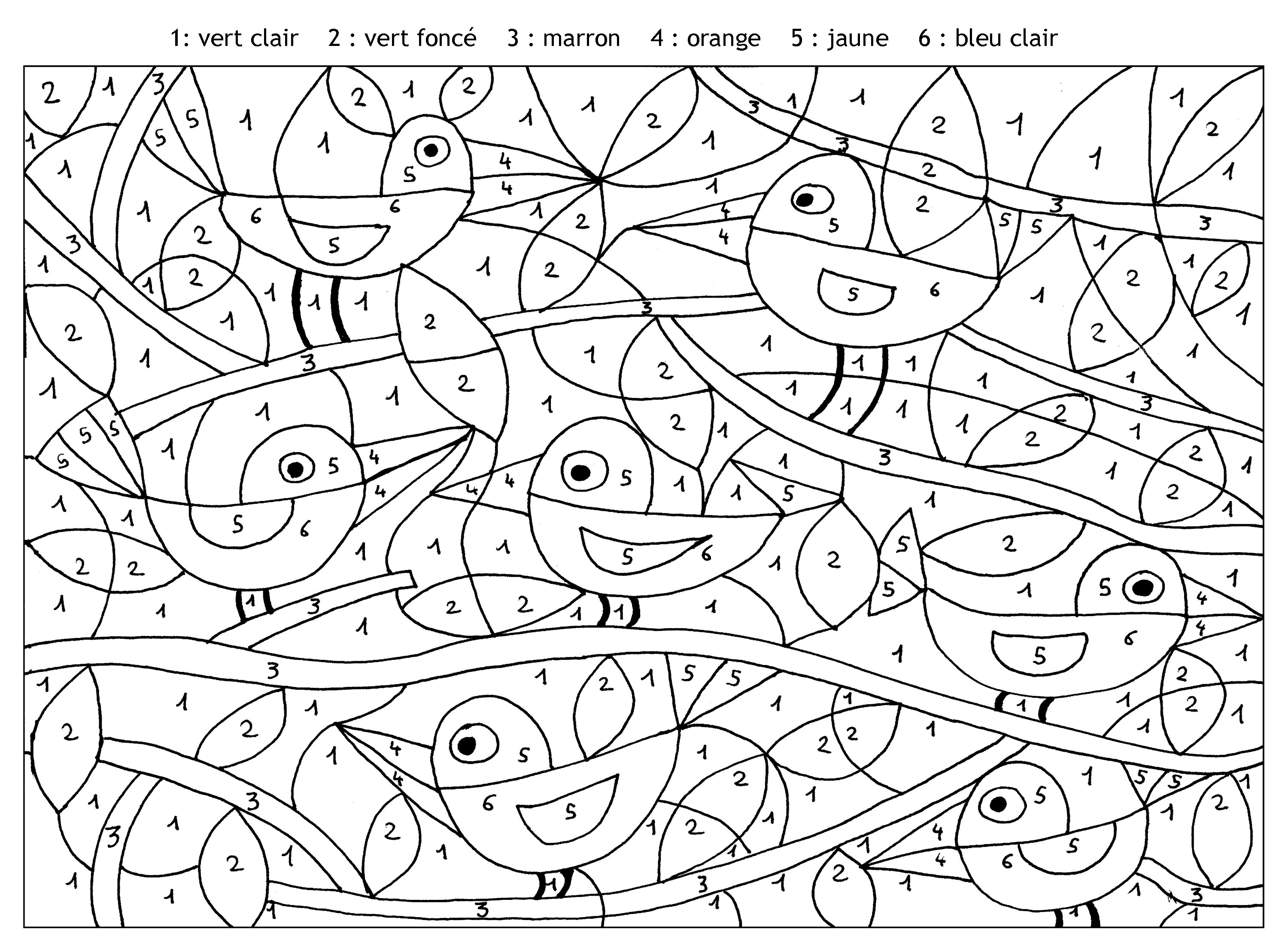 Magique oiseaux chiffres - Coloriages de Coloriages magiques à imprimer