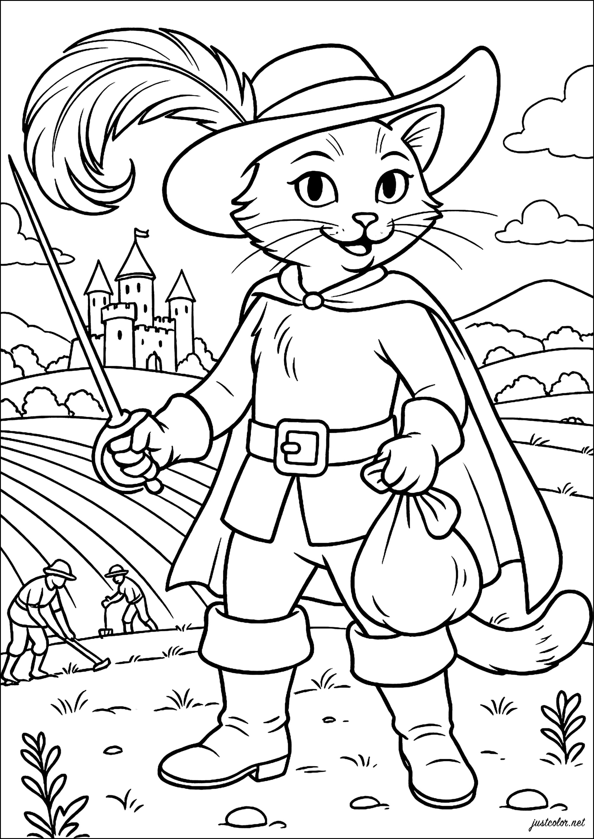 Le Chat Botté - Coloriages de Contes classiques à imprimer