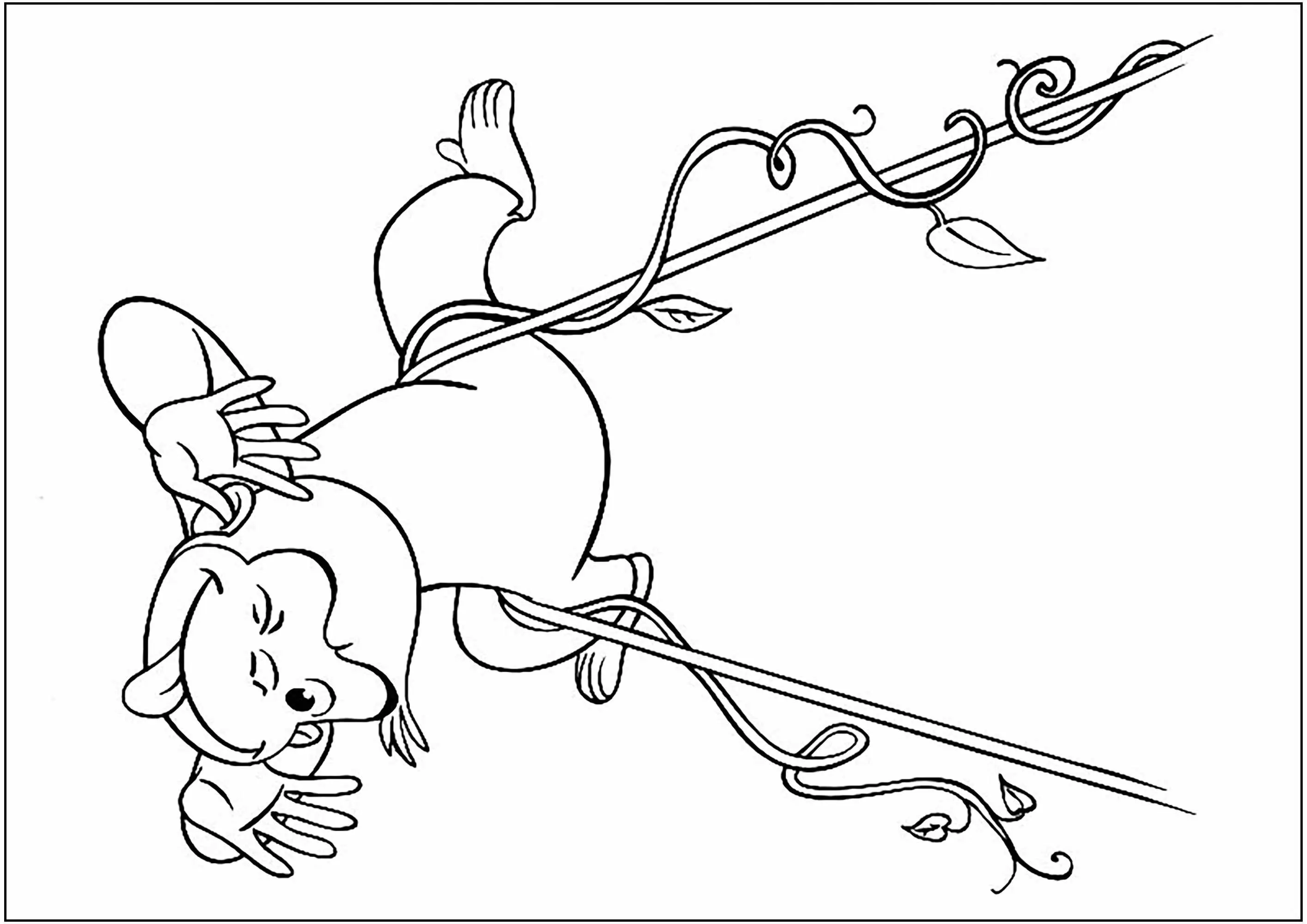 George sur une liane - Coloriages de Georges le petit curieux à imprimer