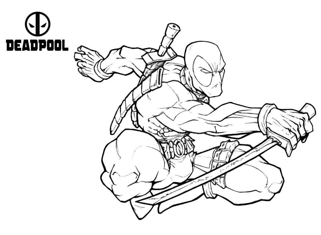 Coloriage gratuit Deadpool - Coloriages de Deadpool à imprimer