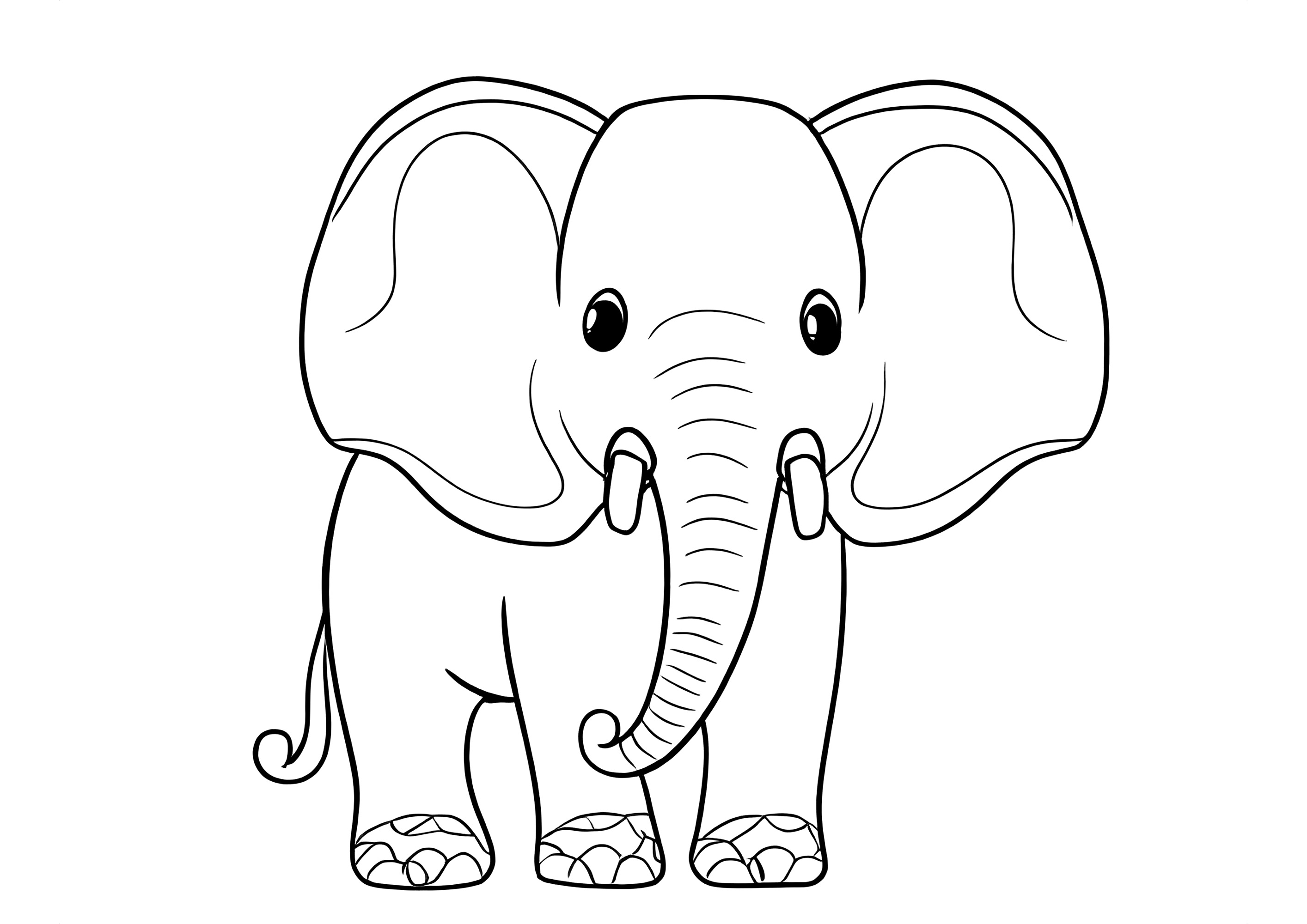 Elephant très simple à colorier - Coloriages de Éléphants à imprimer
