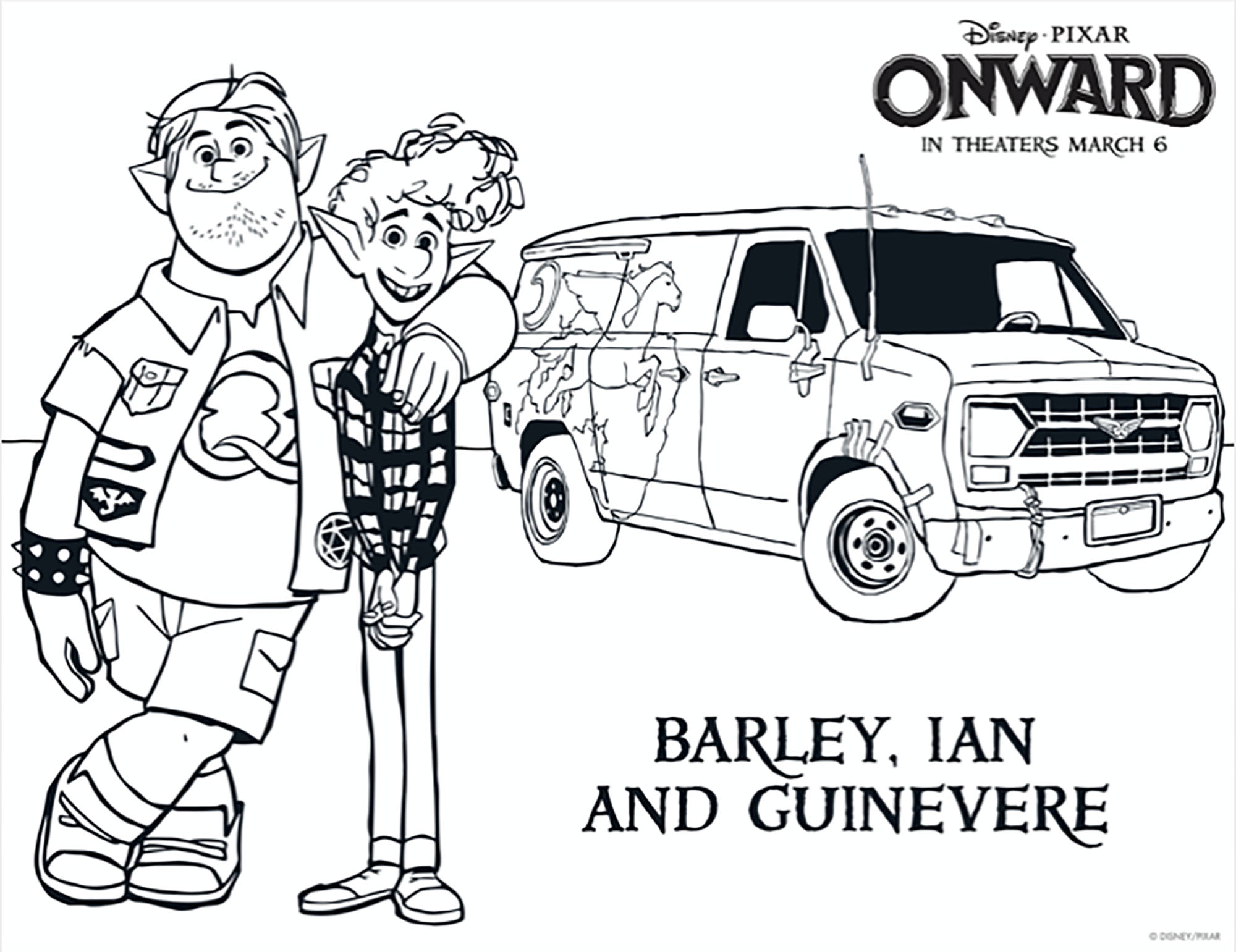 Barley, Ian et Guinevere - Coloriages d'En avant à imprimer