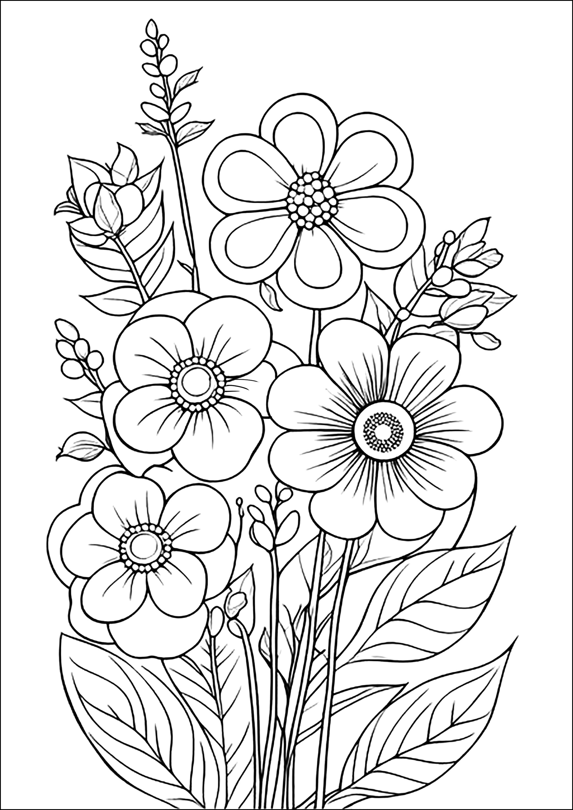 Belles fleurs à colorier - Coloriages de Fleurs à imprimer pour enfants