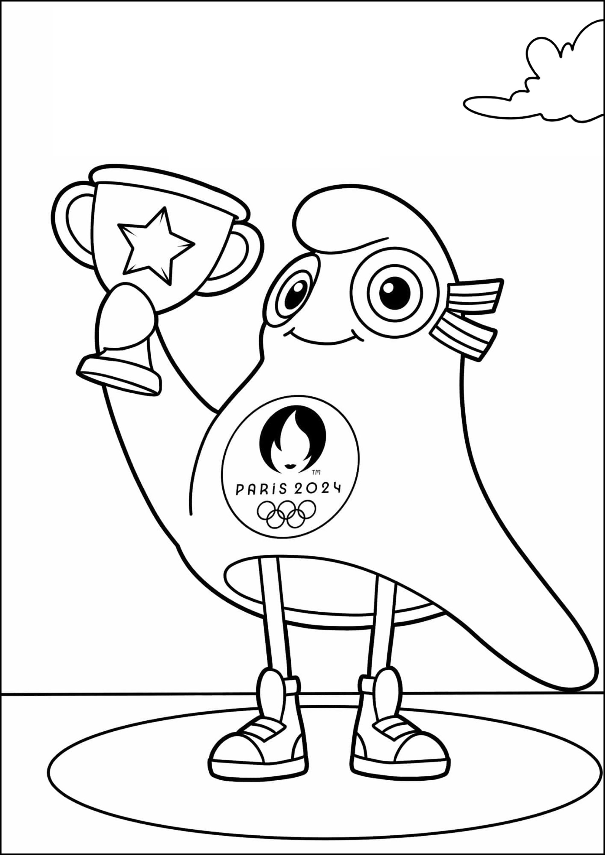 Phyrge (La mascotte des Jeux Olympiques Paris 2024) avec une coupe ...