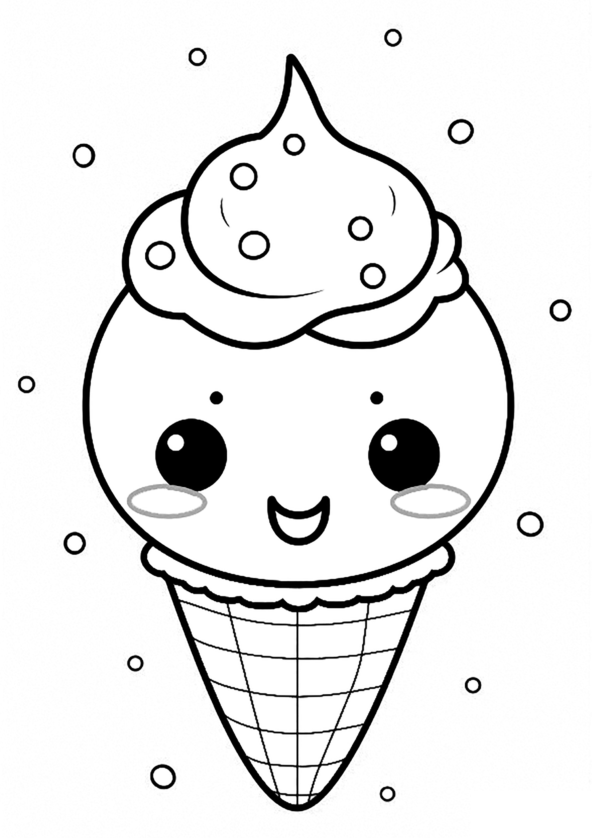 Glace Kawaii - Coloriages de Kawaii à imprimer