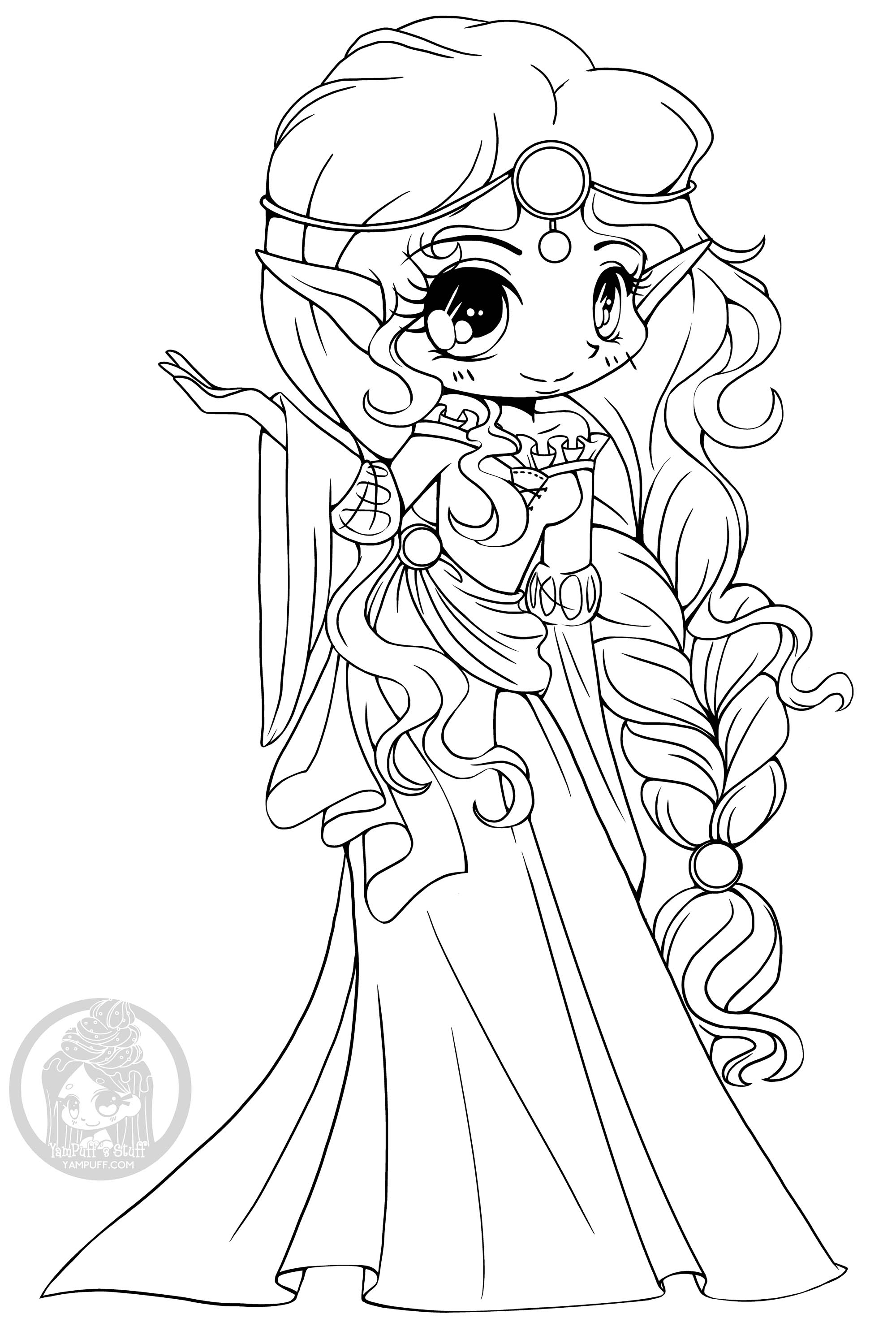 Princesse Elfe d'Ecosse - Coloriages de Kawaii à imprimer