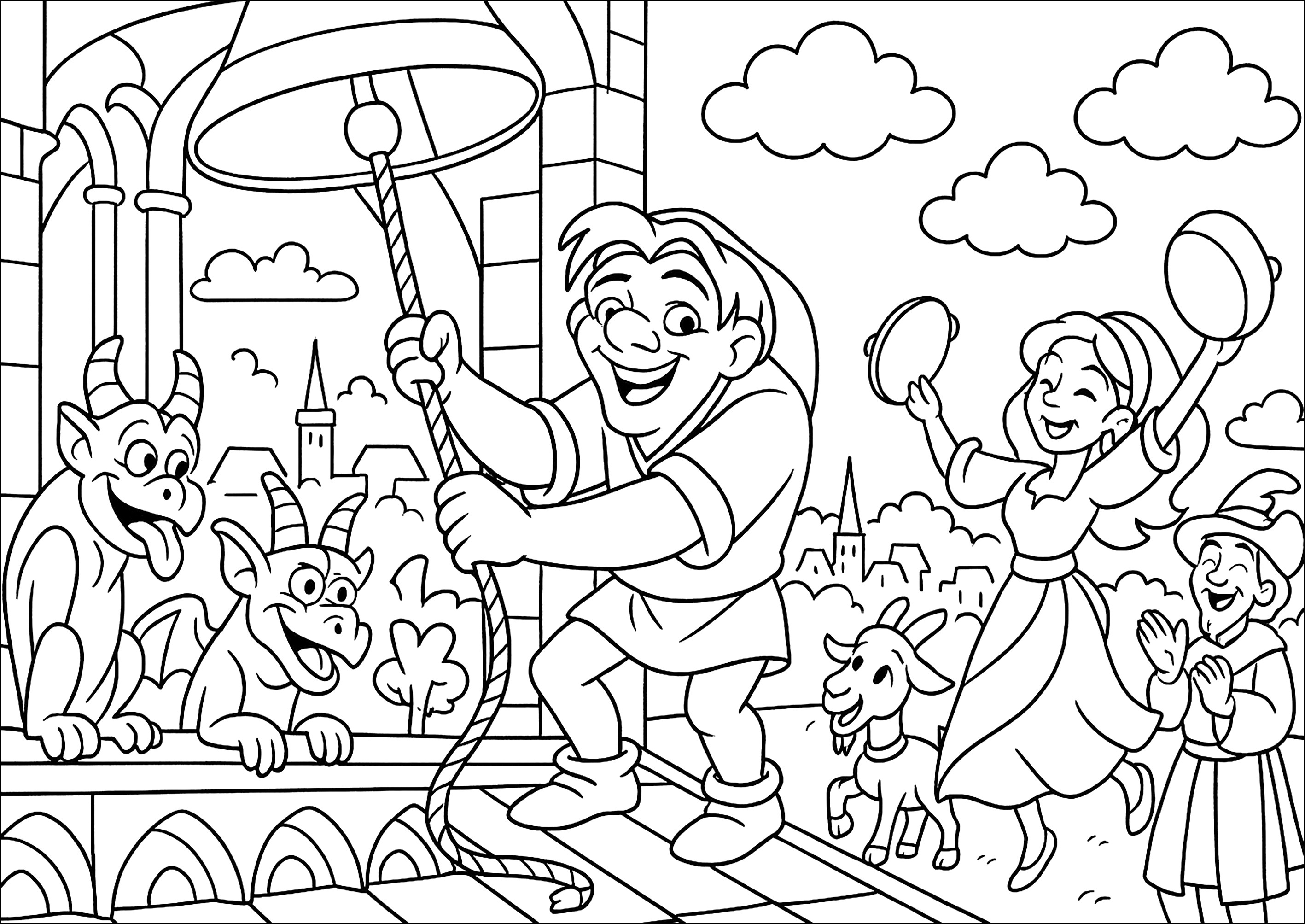Fête joyeuse à Notre-Dame-de-Paris - Coloriages de Le Bossu de Notre ...